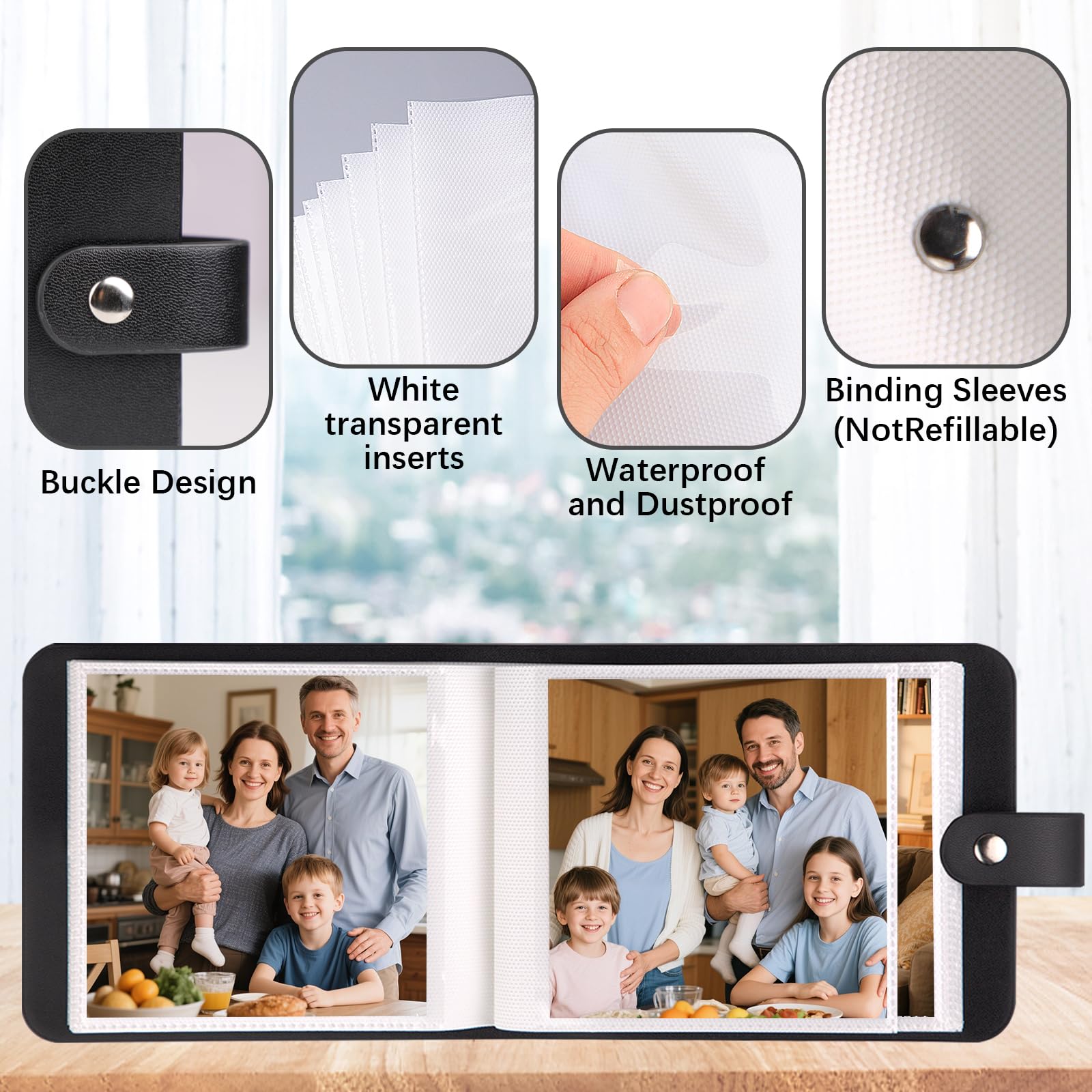 Snapklik.com : 2 Pack Small Photo Album 4x4 Hold 64 Photo Leather Cover ...