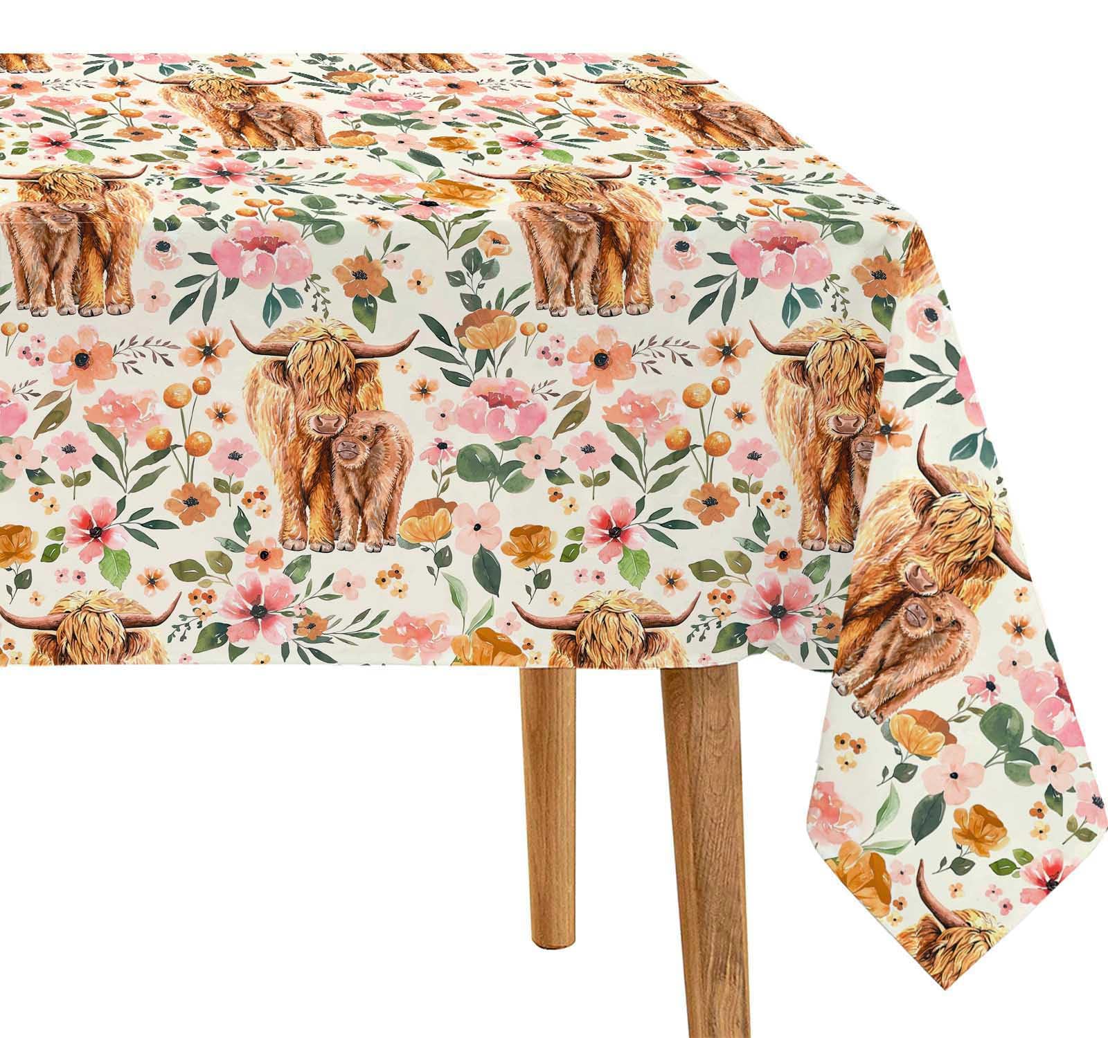Amazon.com: Yuzioey 3 Pack Highland Cow Tablecloths Western Cow Table ...