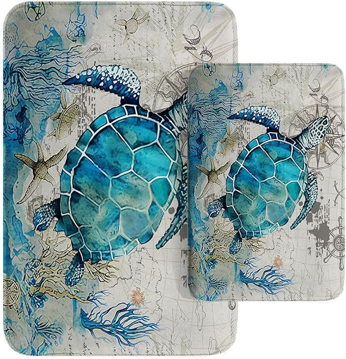 Amazon.com: Britimes Bathroom Rug Mat Set of 2, Mats Rugs No Silp sea ...