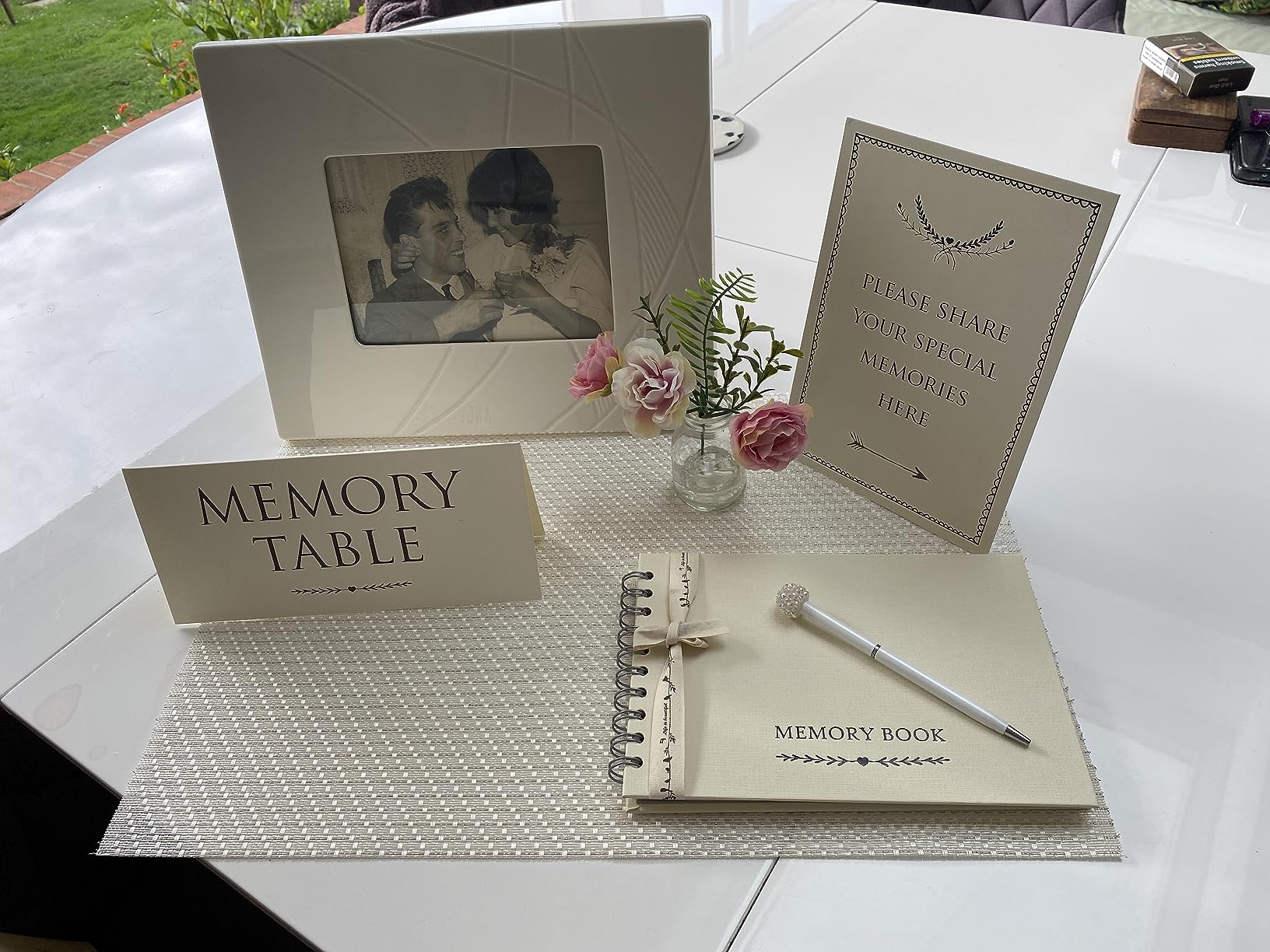 ANGEL & DOVE A5 Ivory Funeral Memory Book & 2 Signs - for Condolence ...