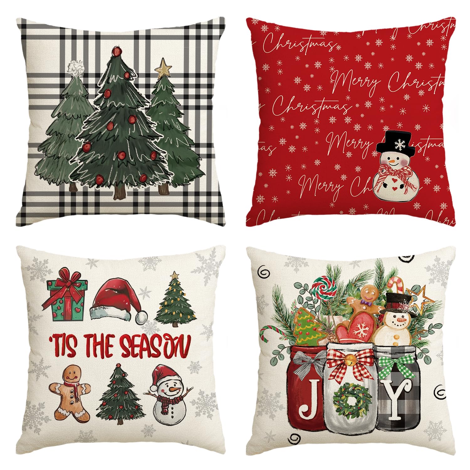 Amazon.com: AVOIN colorlife Merry Christmas Trees Gingerbread Man ...