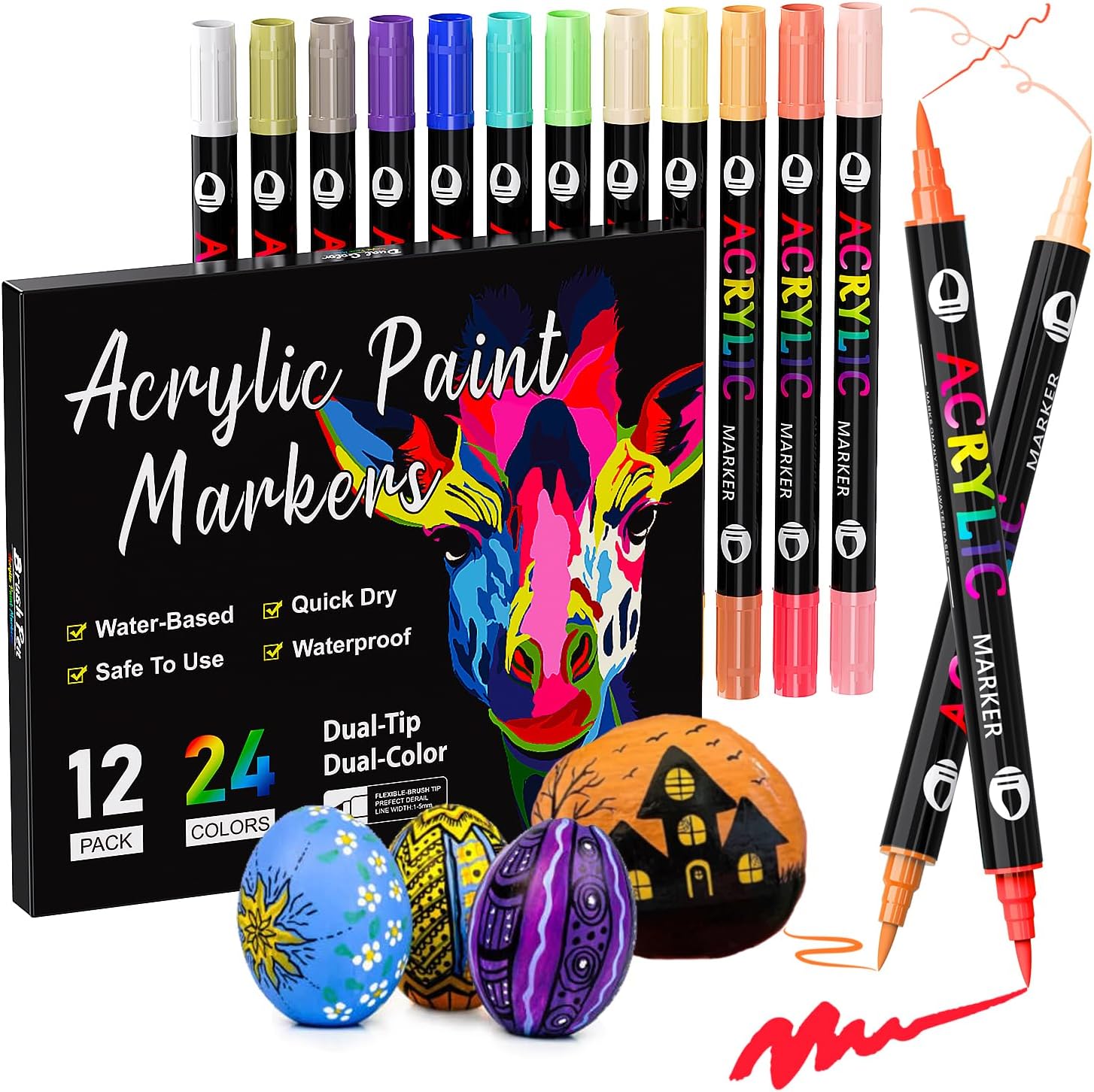 CeleMoon Acrylic Paint Pens 24 Skin Tone Colors Art Markers with Soft ...