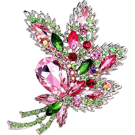 Amazon.com: Comelyjewel Women's Flower Brooch Pin Crystal Rhinestones ...