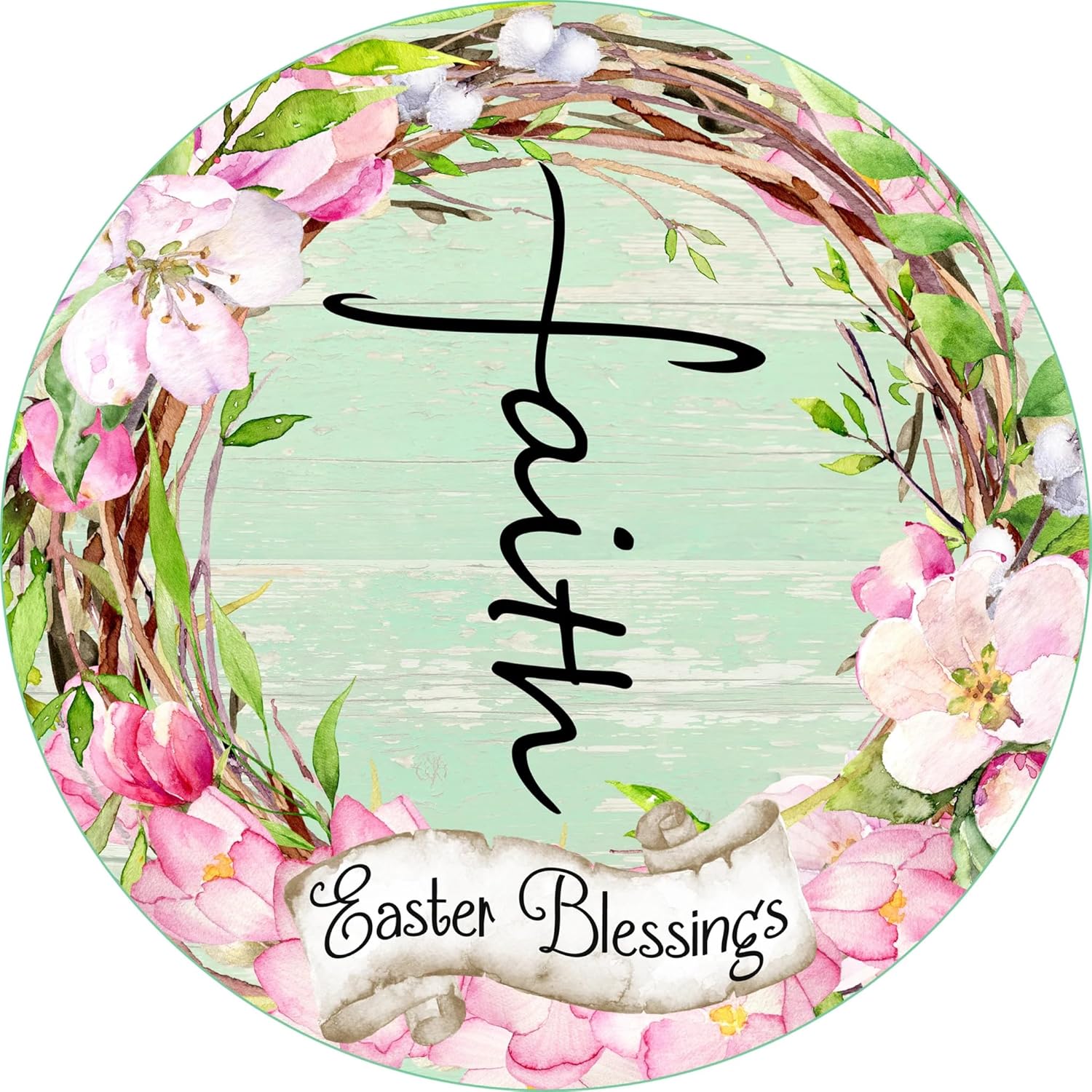 Amazon.com : Round Metal Tin Sign Faith Easter Blessings Sign, Easter ...