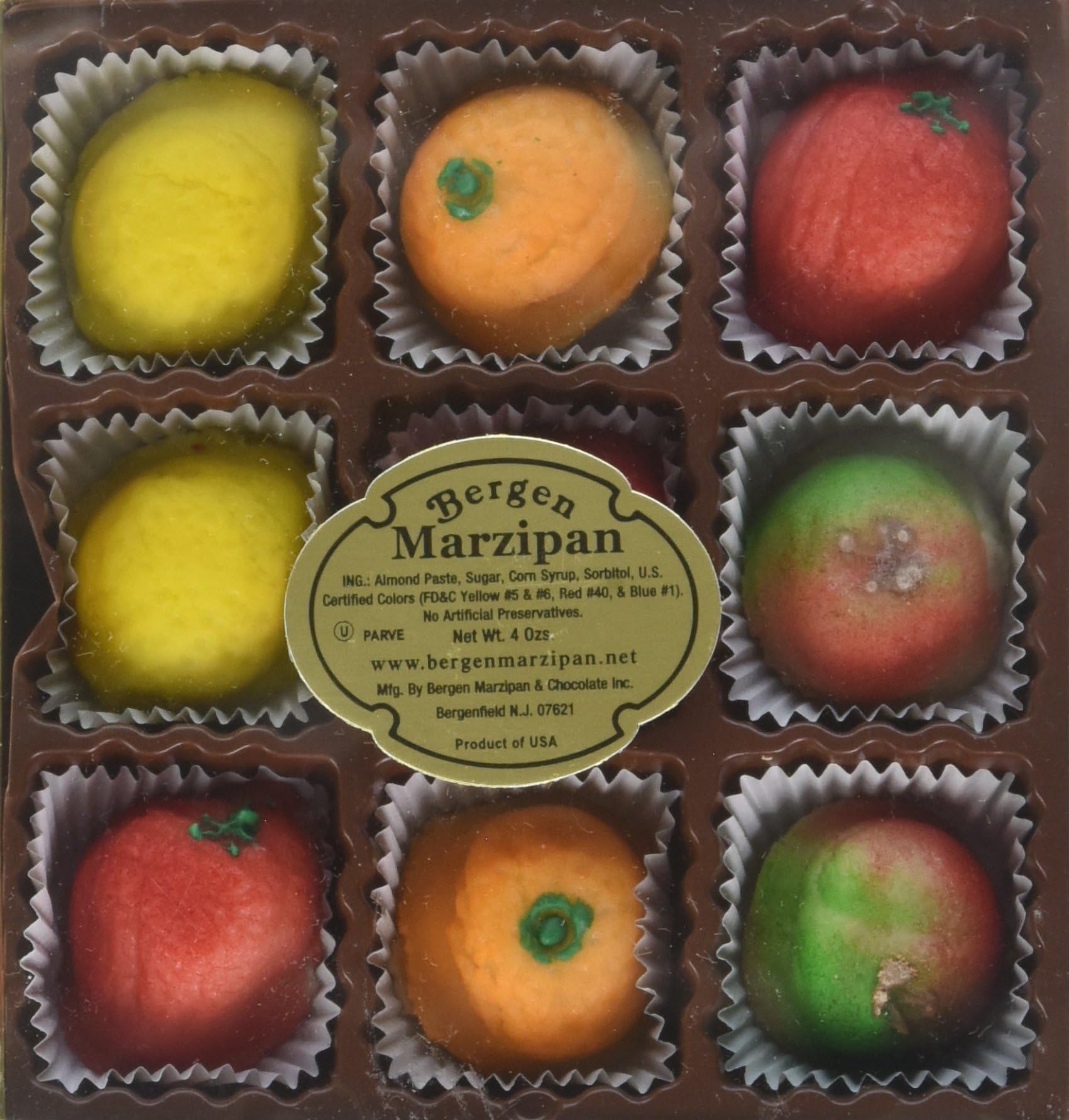 Amazon.com : Assorted Marzipan Fruit - 9 Pieces (4 oz) : Marzipan Paste ...