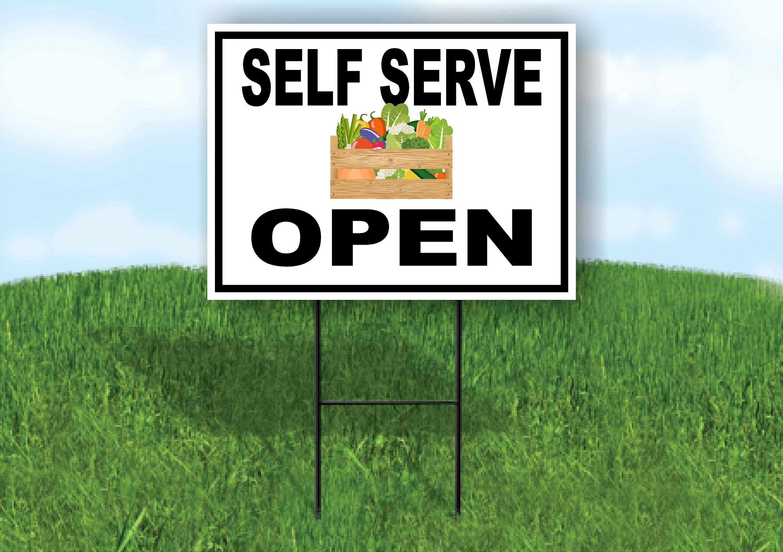Amazon.com: SELF SERVE STAND OPEN VEGETABLES - Single Sided Yard Sign ...