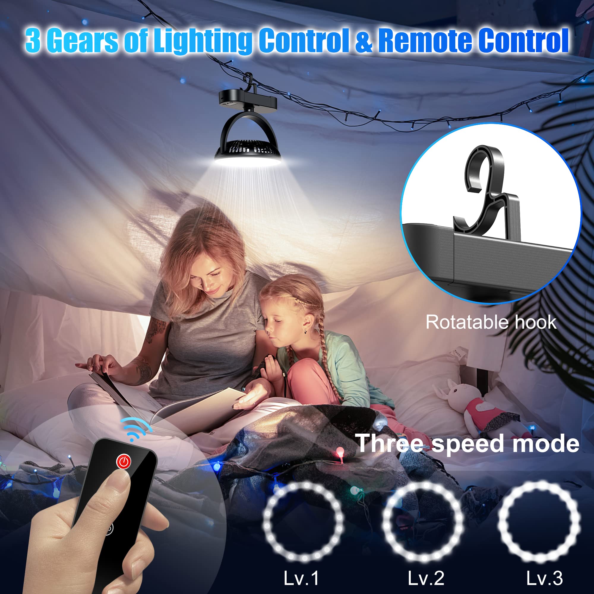 LICONIX Portable Fan, Camping Fan with LED Lantern, 10,000mAh 7 inch ...