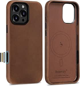 Amazon.com: Belemay Leather Case for iPhone 16 Pro, Compatible with MagSafe [Camera Control ...