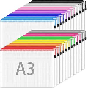 A3 Plastic Zip Wallets - 24PCS A3 Plastic Folders Wallets Document ...