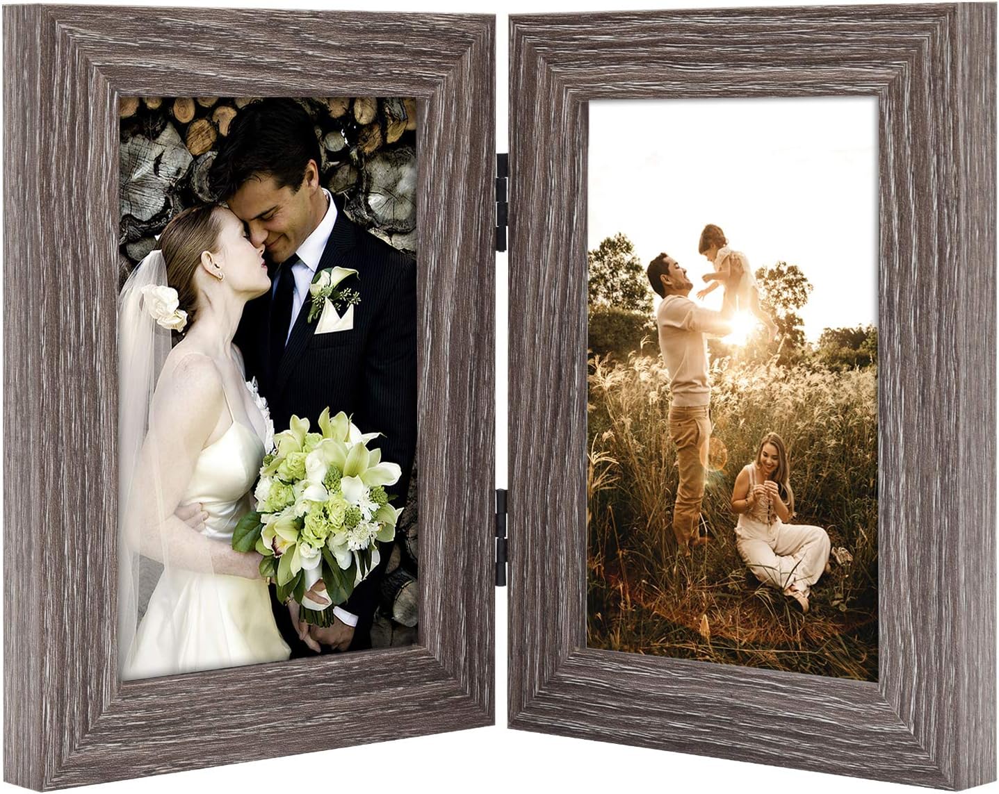 Amazon.com - SAREAL Double Photo Frames, 4x6 Hinged Folding Wood ...
