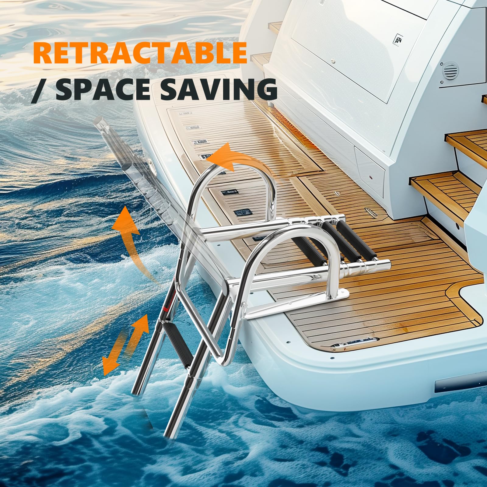 Snapklik.com : LUISLADDERS Boat Ladder 4 Step Folding, Heavy Duty ...