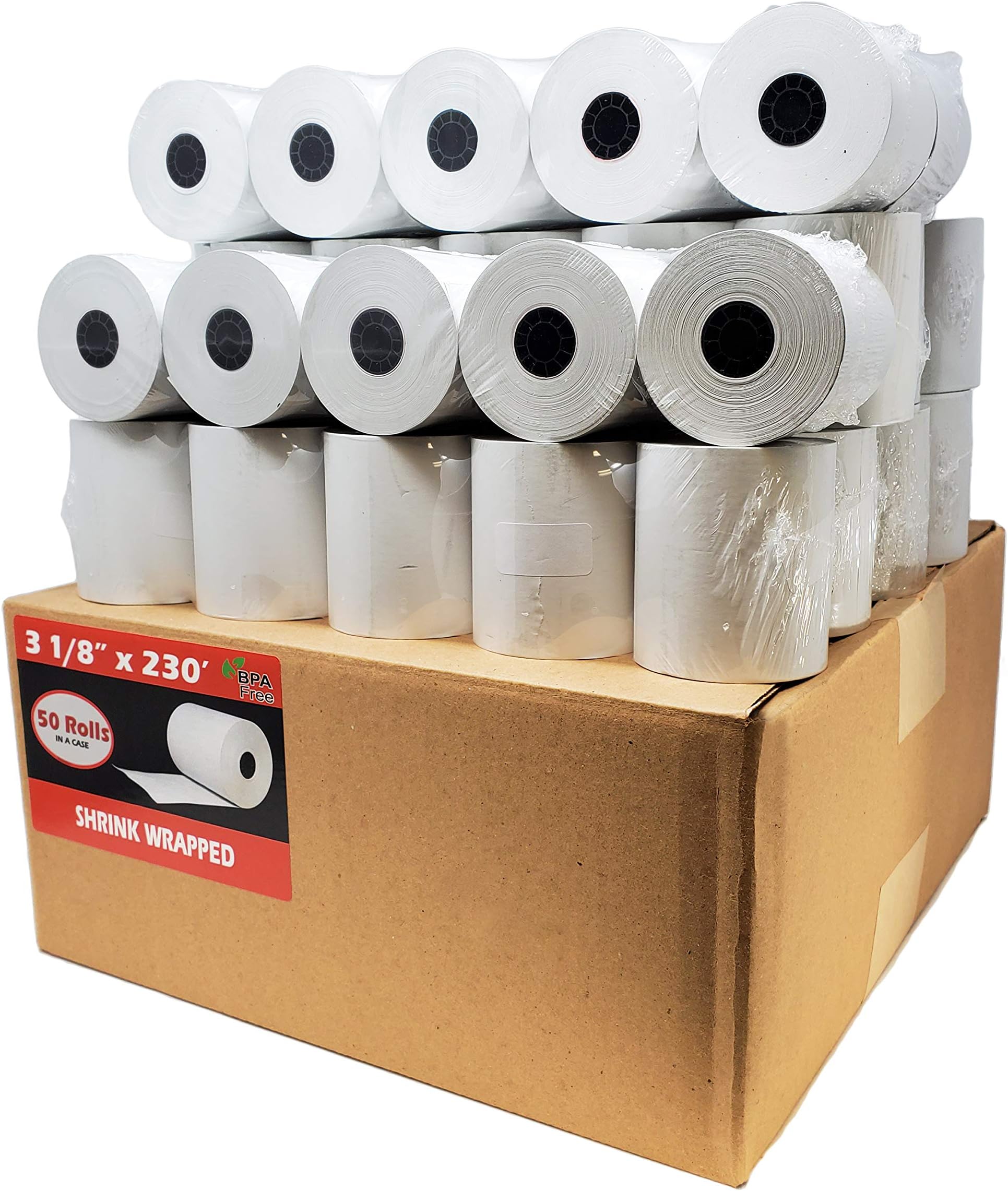 Amazon.com: BuyRegisterRolls (100 Rolls - 2 Cases) 3 1/8 x 230 (53 GSM ...