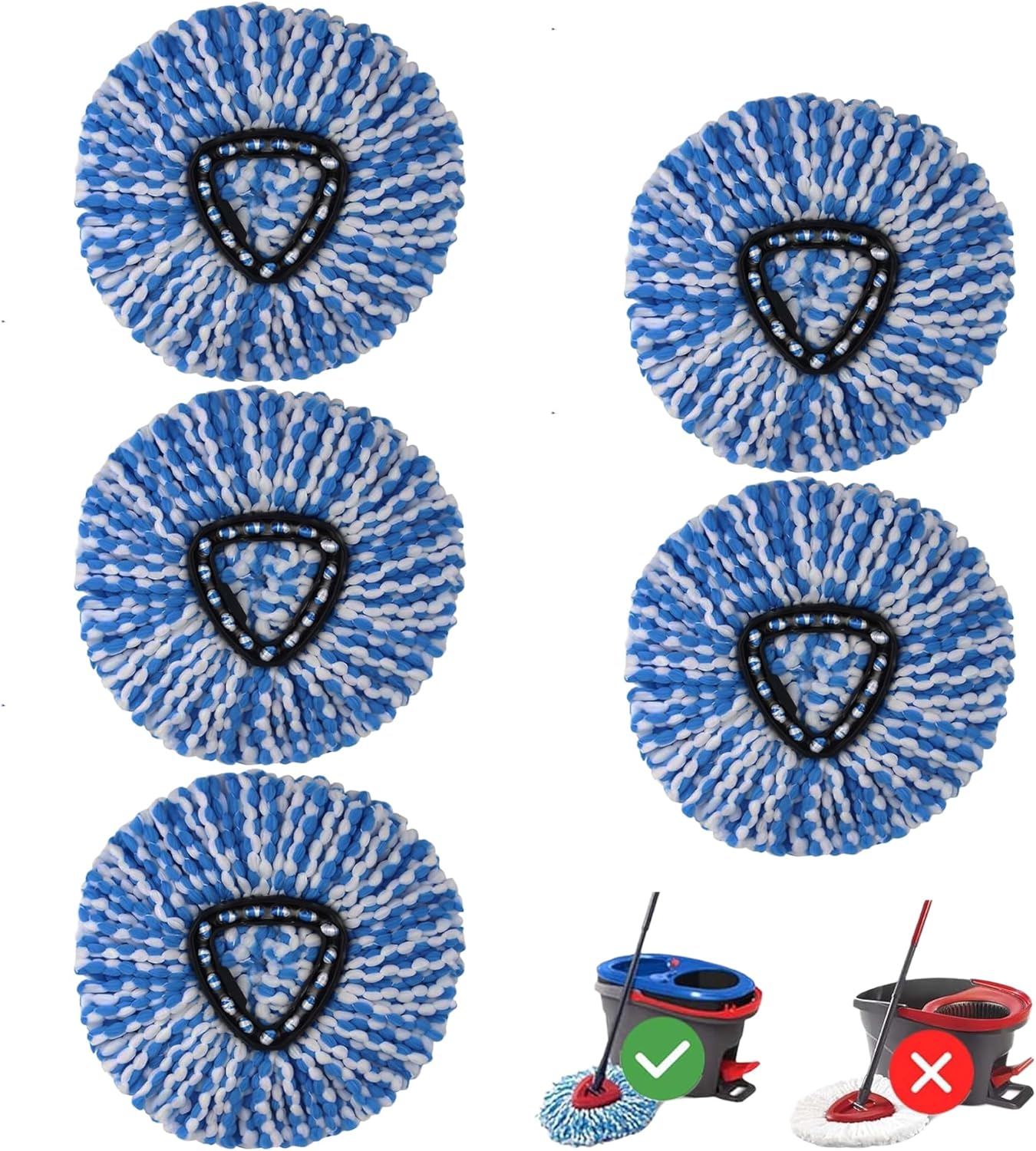 Bibikulala 5 Pack Spin Mop Head Refill for Vileda Mop Head, Mop-head ...