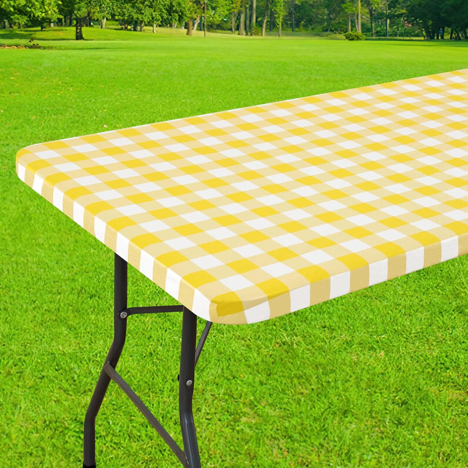 Amazon.com: Smiry Rectangle Picnic Table Cloth, Elastic Waterproof ...