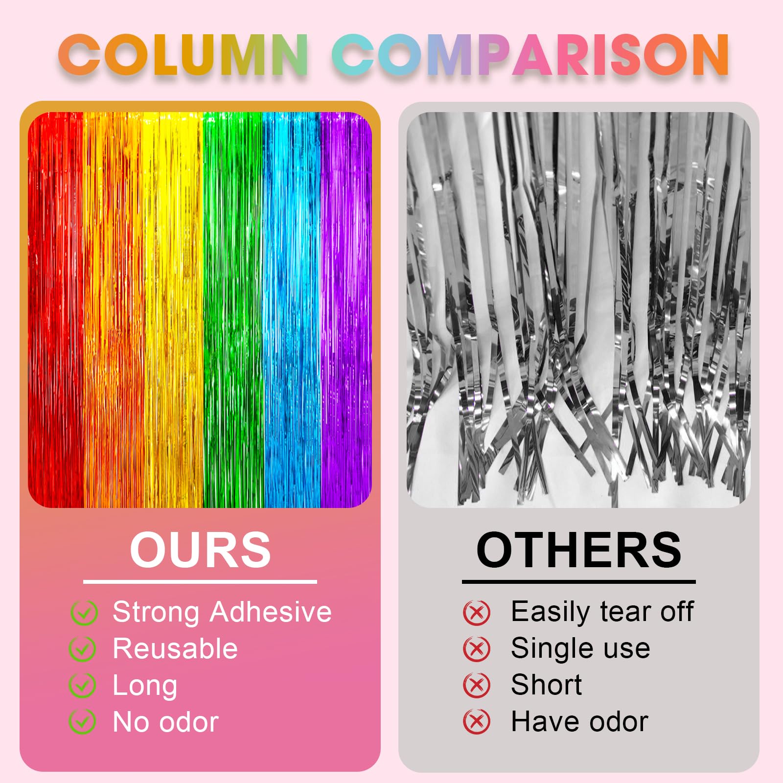 Snapklik.com : 4 Pack Rainbow Foil Fringe Backdrop Curtains, Tinsel ...