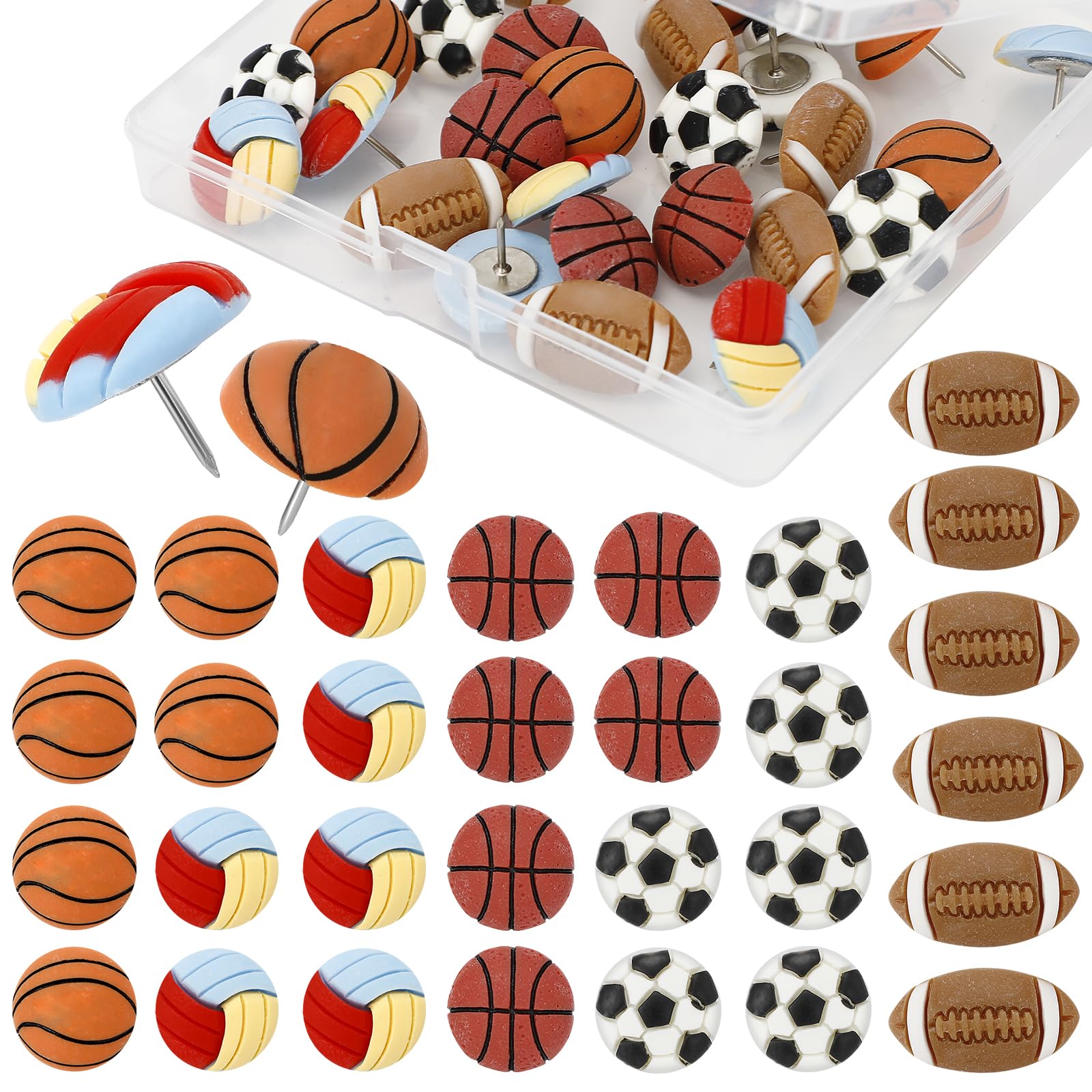 Snapklik.com : 30 Pcs Creative Sport Ball Push Pins Mini Decorative ...