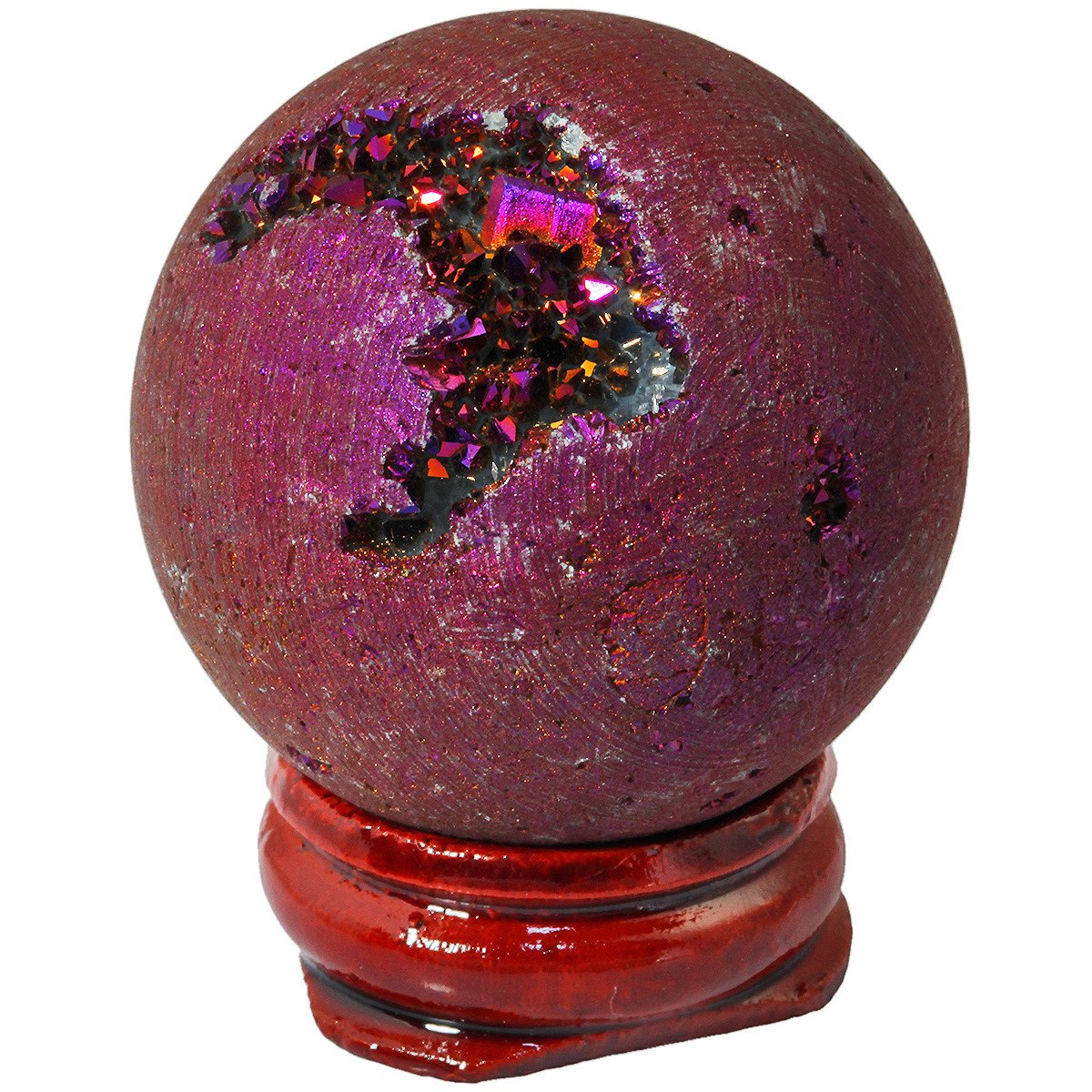 Shanxing 40mm Titanium Coated Natural Agate Geode Crystal Sphere Ball ...