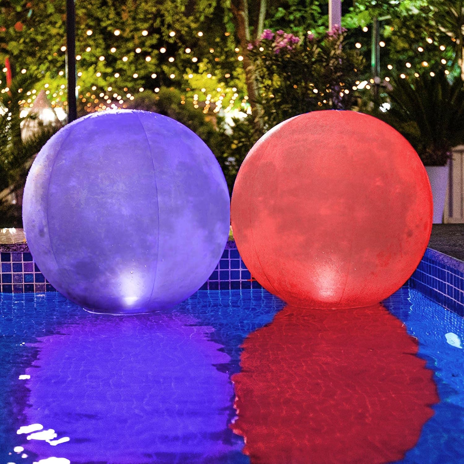 Amazon.com : TIALLY Floating Pool Lights Solar Powered - 16" Full Moon ...