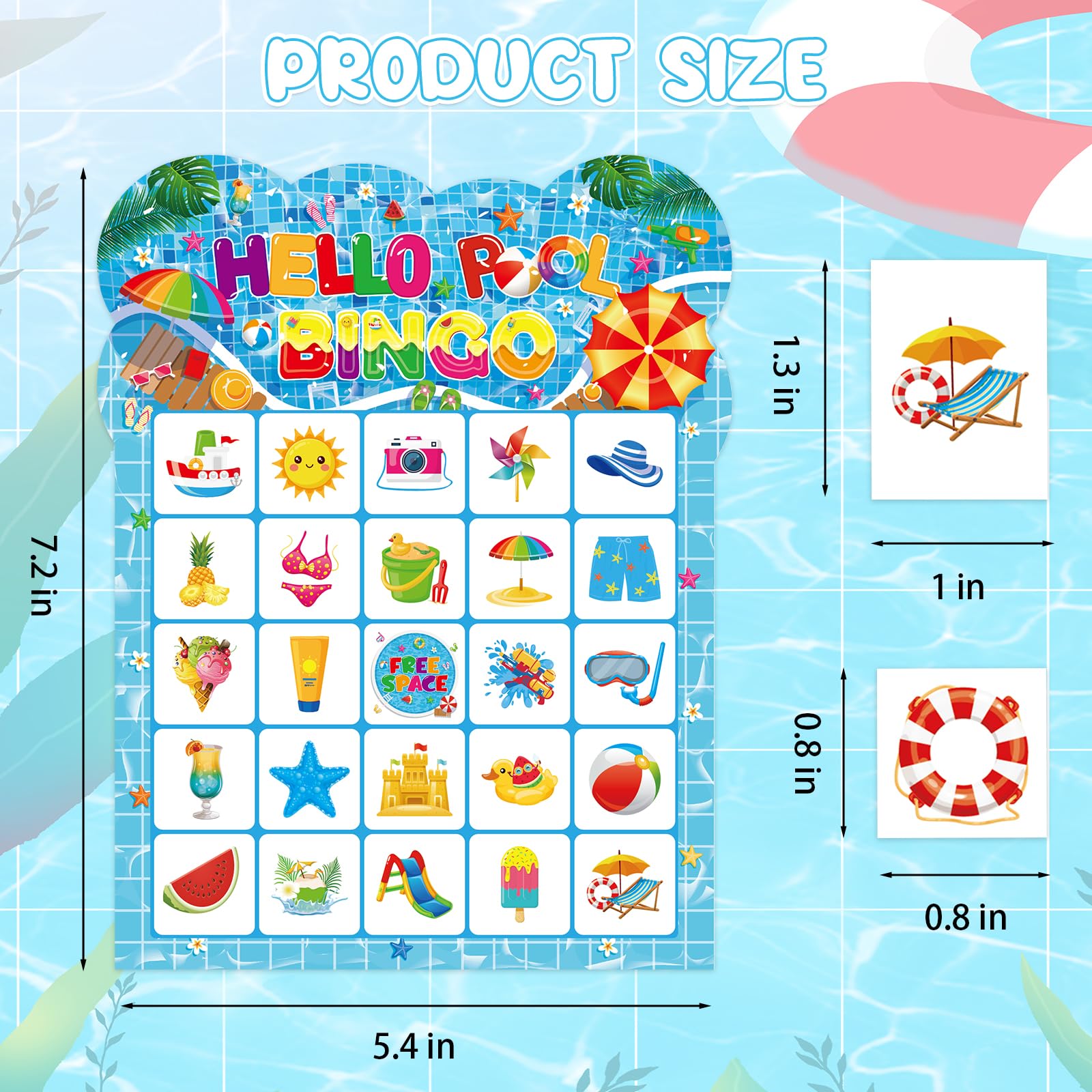 Snapklik.com : Pool Party Bingo Games For Kids Adults, 24 Players ...