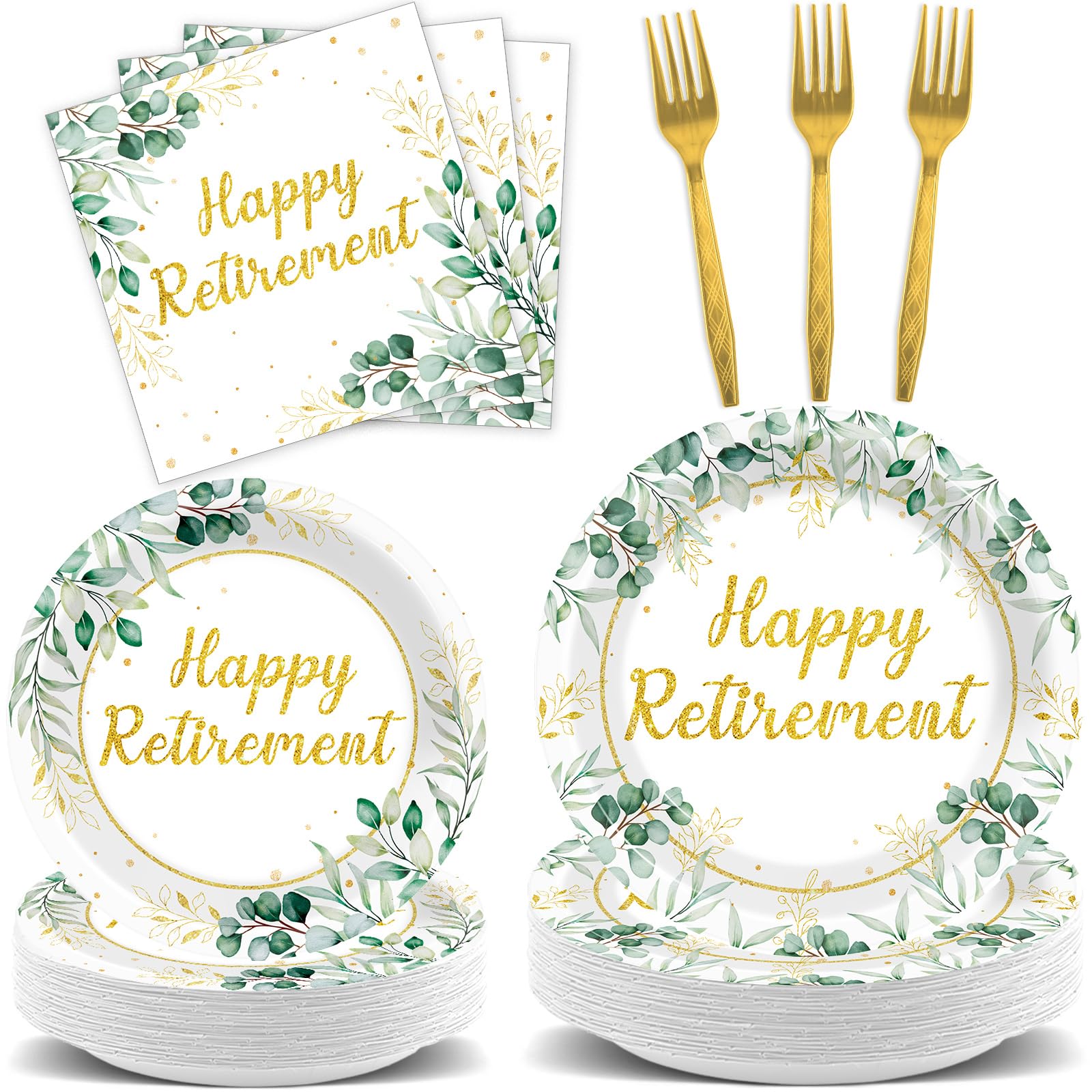 Amazon.com: 96Pcs Sage Green Retirement Party Decorations Greenery ...