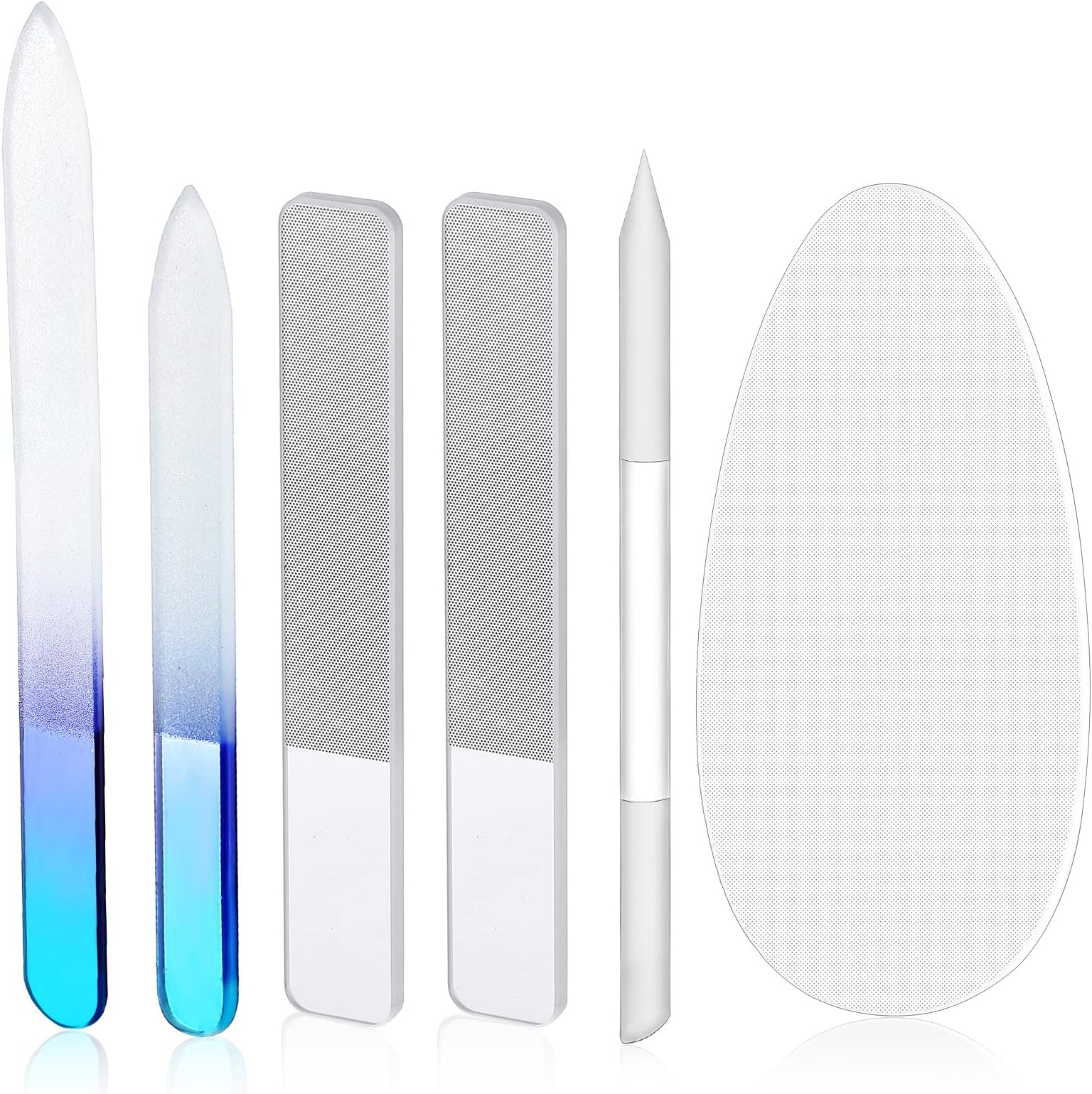 Amazon.com : 6 Pcs Glass Nail File and Nail Shiner Set Manicure ...
