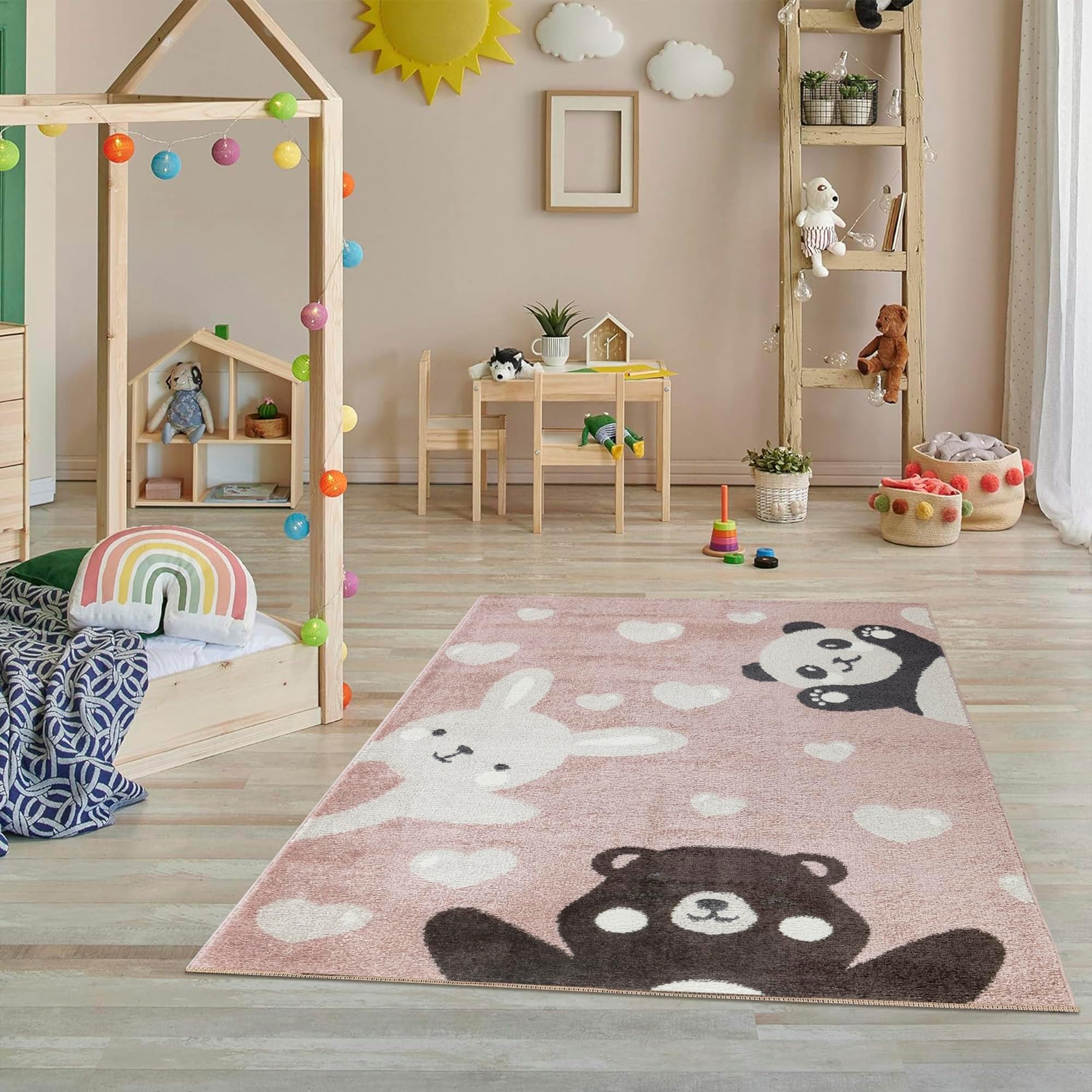 Kinderzimmer Teppich Rosa
