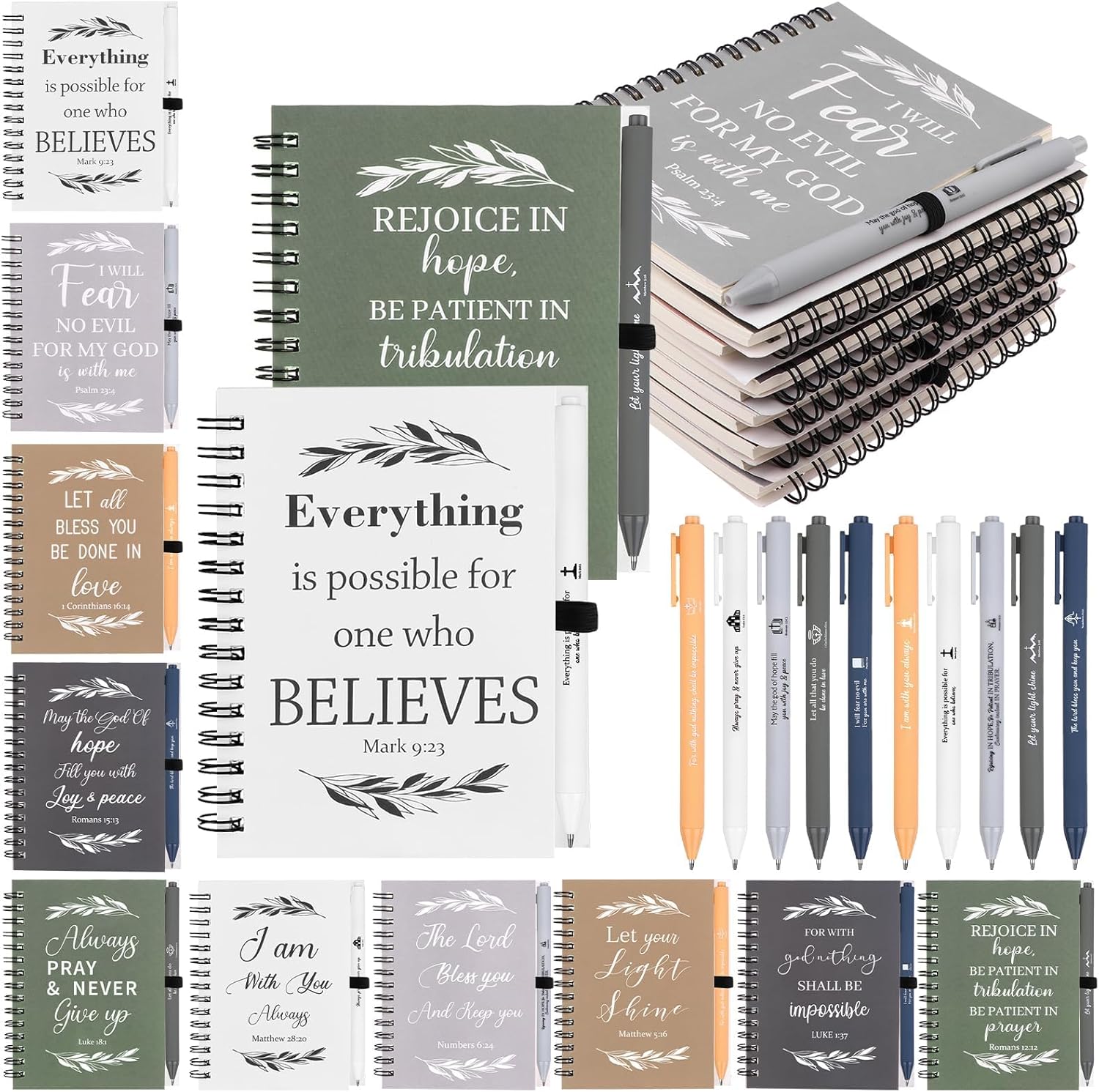 20 Pcs/10 Set Christian Gifts Notebooks Bible Verse Spiral Notebook and ...