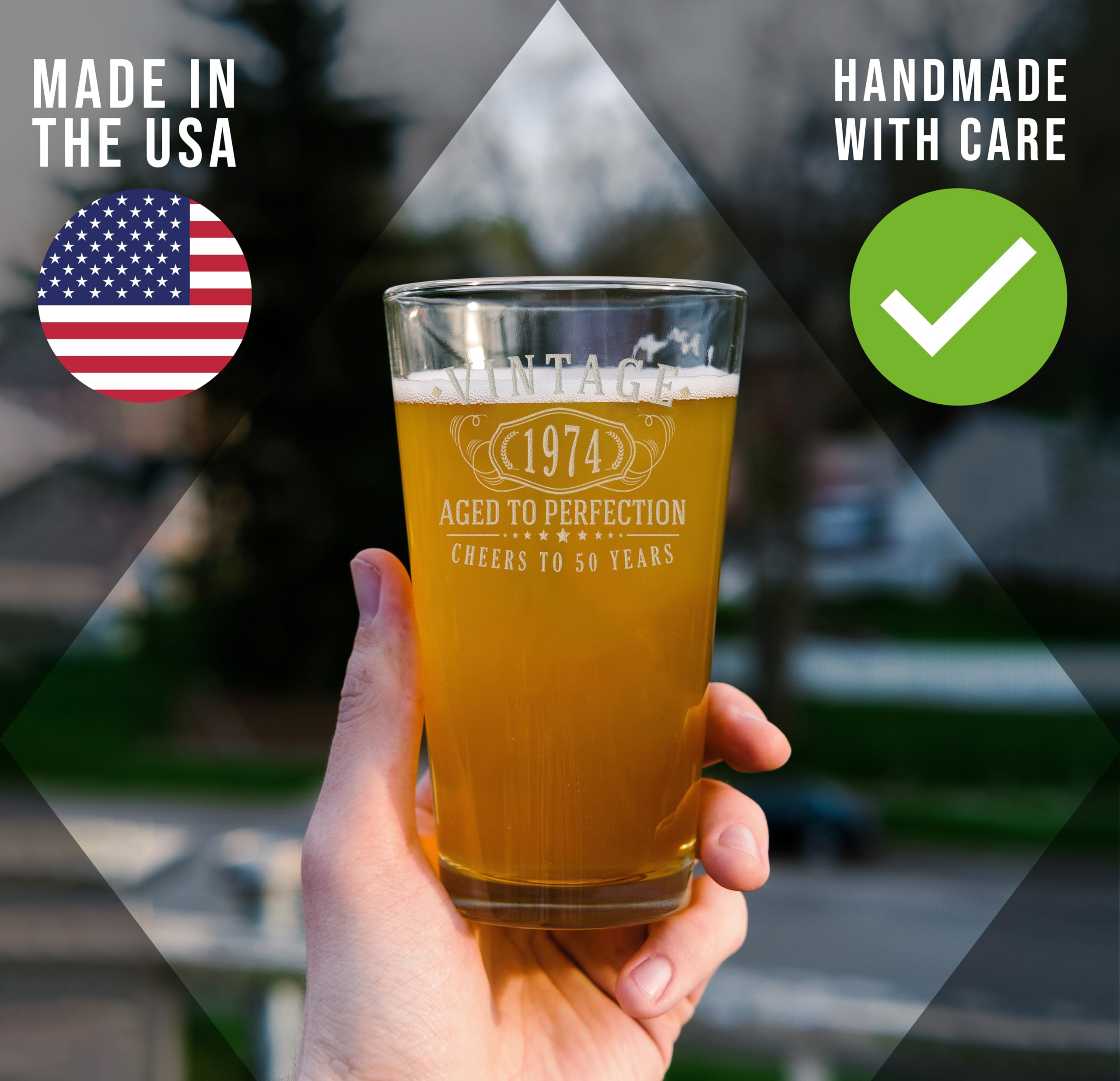 Snapklik.com : Vintage 1974 Etched 16oz Pint Beer Soda Pub Glass Cup ...