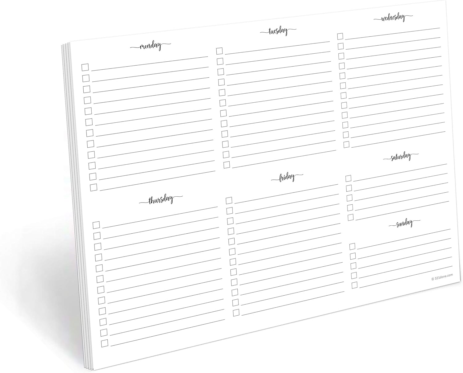 Amazon.com : 321Done Weekly Checklist Notepad Landscape Minimalist ...