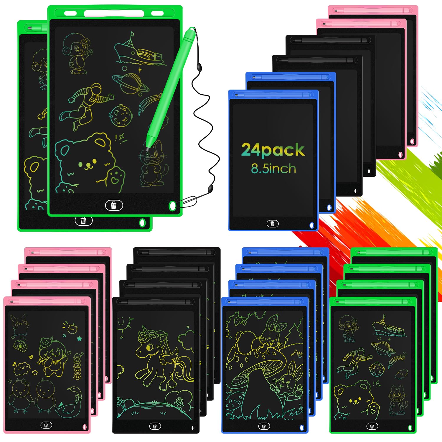 Amazon.com: 24 Pack LCD Writing Tablet Drawing Board 8.5 inch Colorful ...