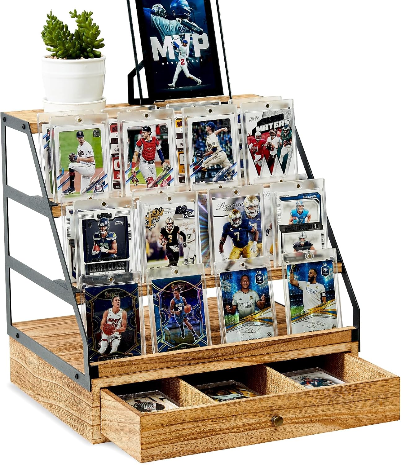 Amazon.com: Poyilooo Trading Card Display, 3-Tier Card Storage with ...