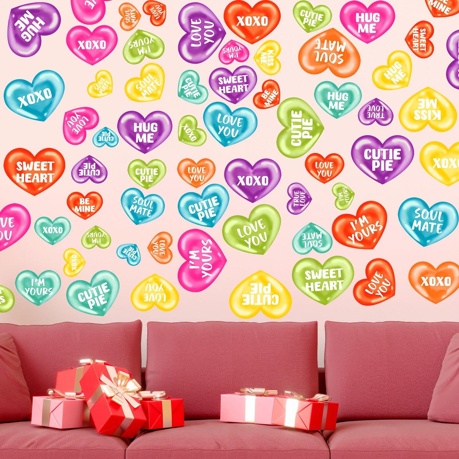 Amazon.com: Jetec 9 Sheets Valentine's Day Wall Stickers Romantic ...