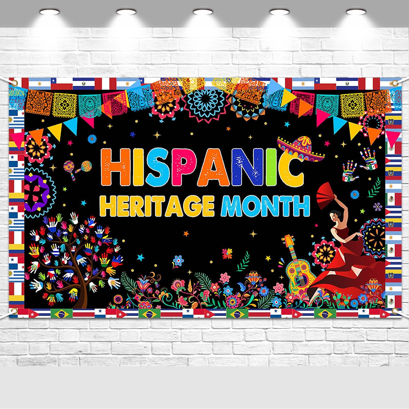 Amazon.com : National Hispanic Month Decorations Banner Backdrop ...