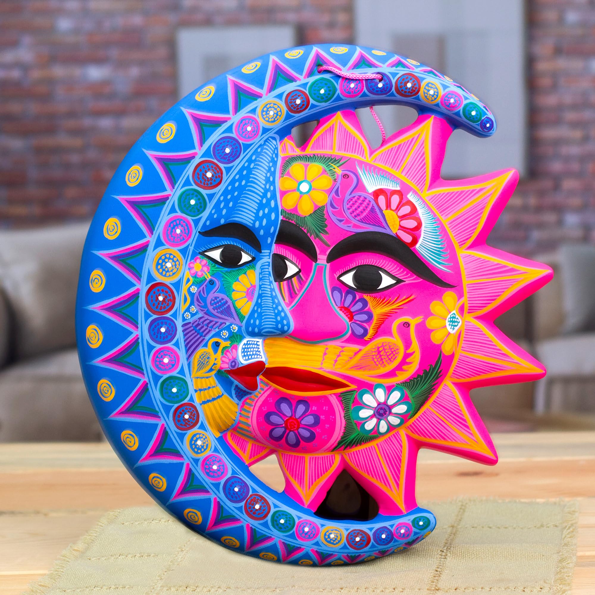 Sun And Moon Mexican Art Mexican Sun Or Moon With Ornamental Flowers