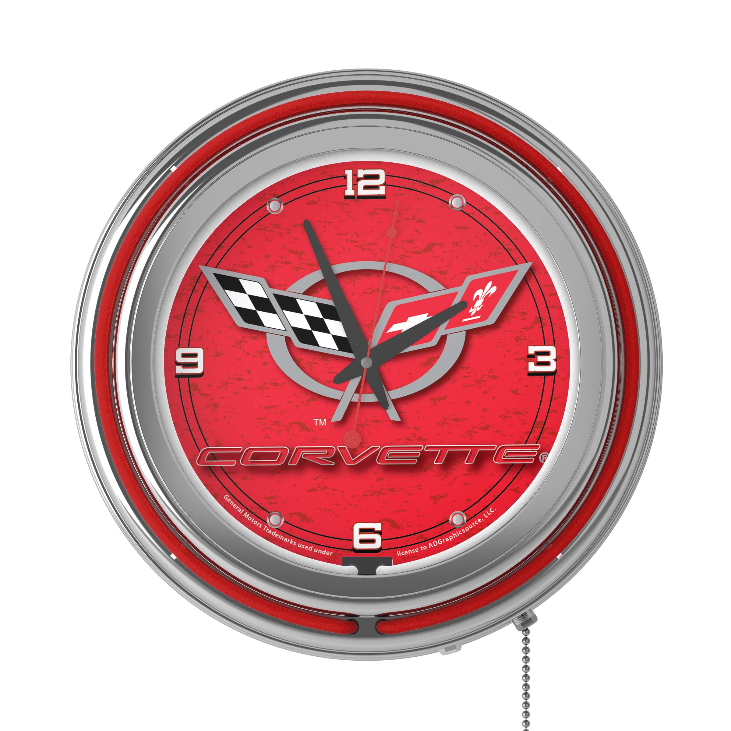 Trademark Gameroom Corvette C5 Neon Clock - 14 inch Diameter - Red