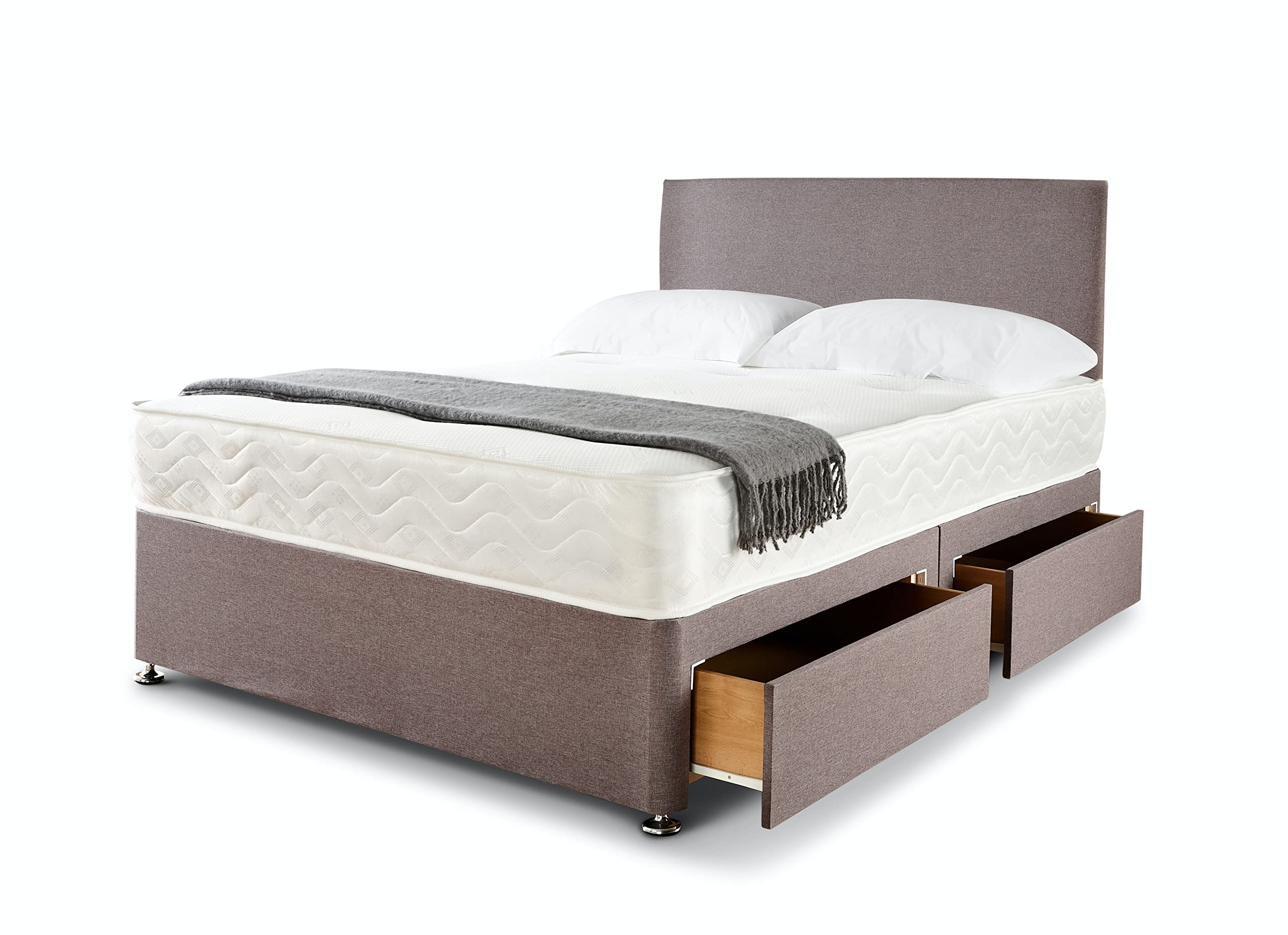 Single Bed With 10" Spring memory foam Mattress and Headboard | Slate ...