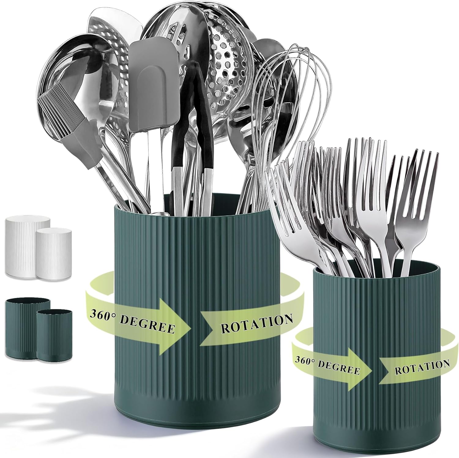 Amazon.com: HOMQUEN 360° Rotating Utensil Holder, 6.3''+4.7'' Plastic ...
