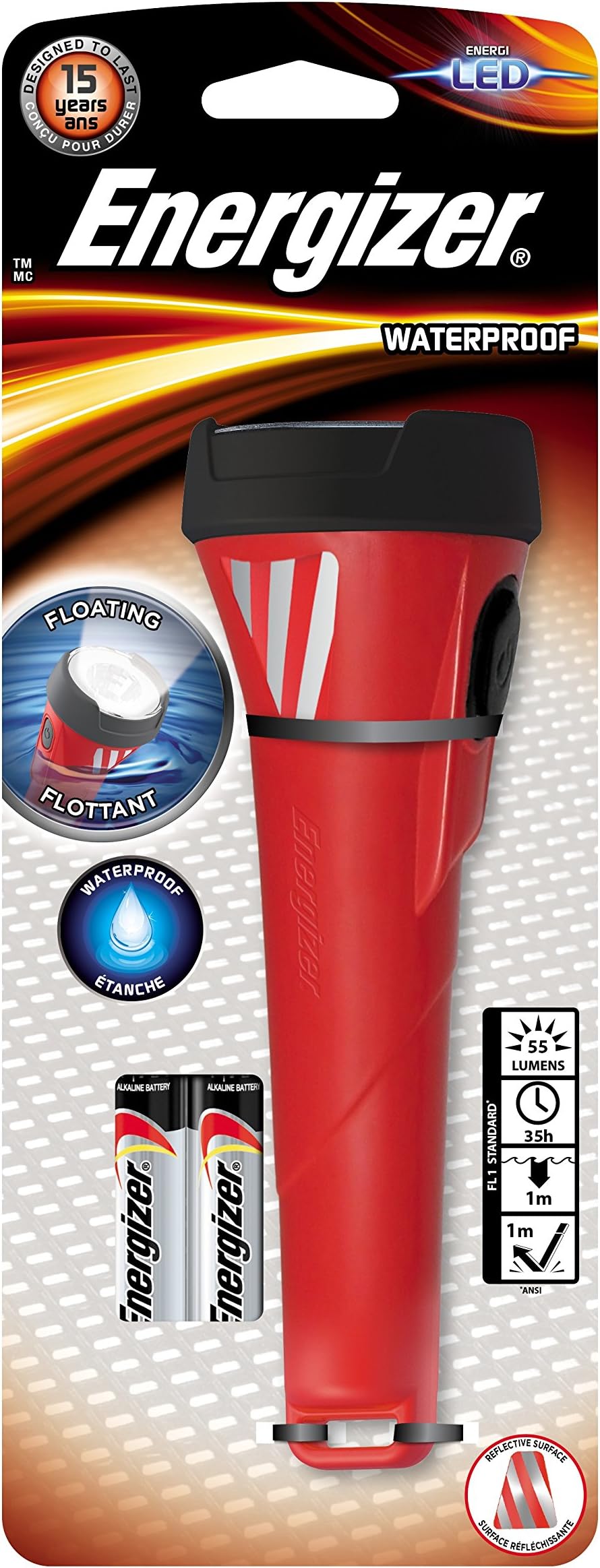 Energizer Waterproof Torch with 2 AA Max Batteries ENR Waterproof 2xAA ...