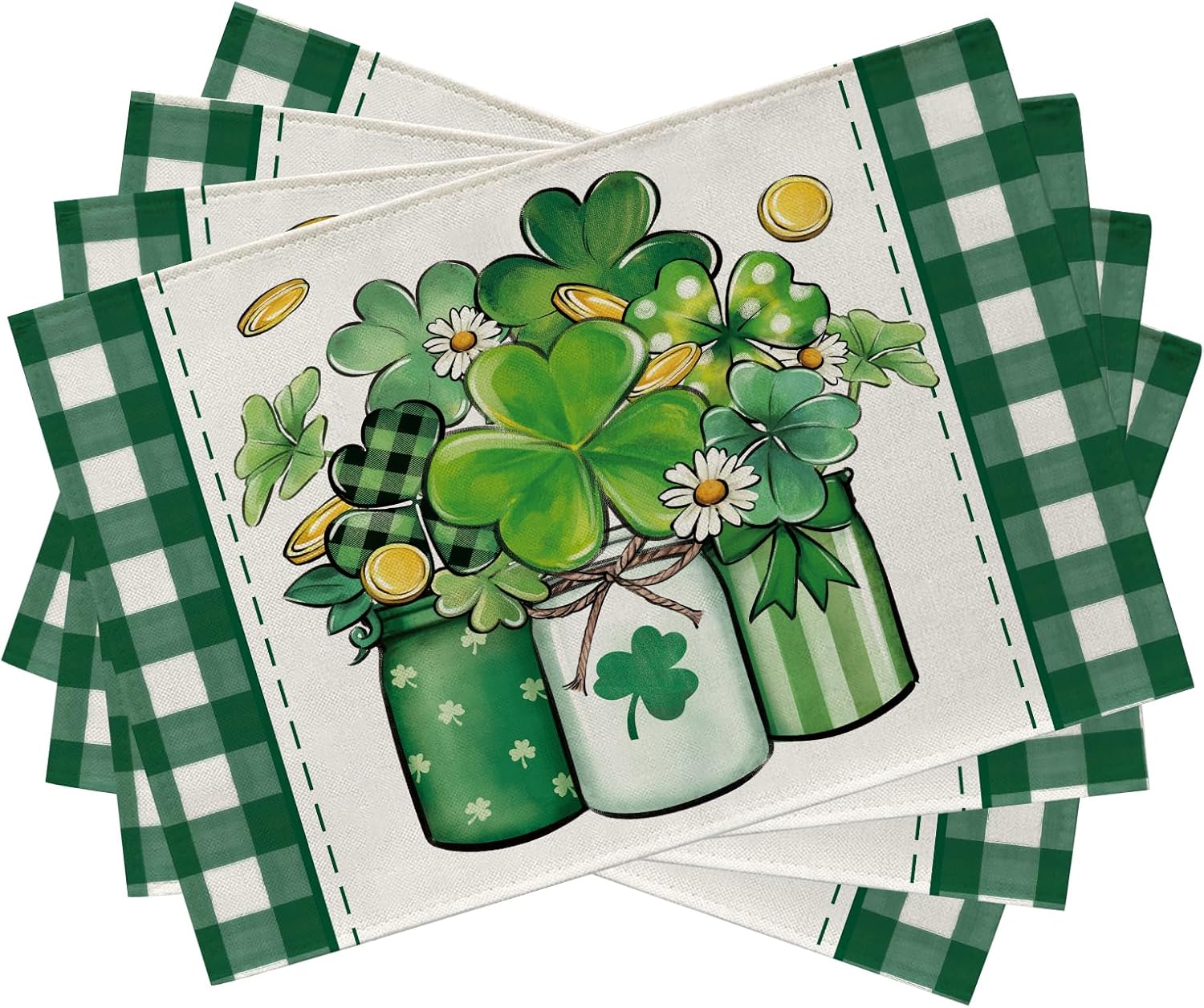Amazon.com: Seliem St. Patrick's Day Clover Placemats Set of 4 ...