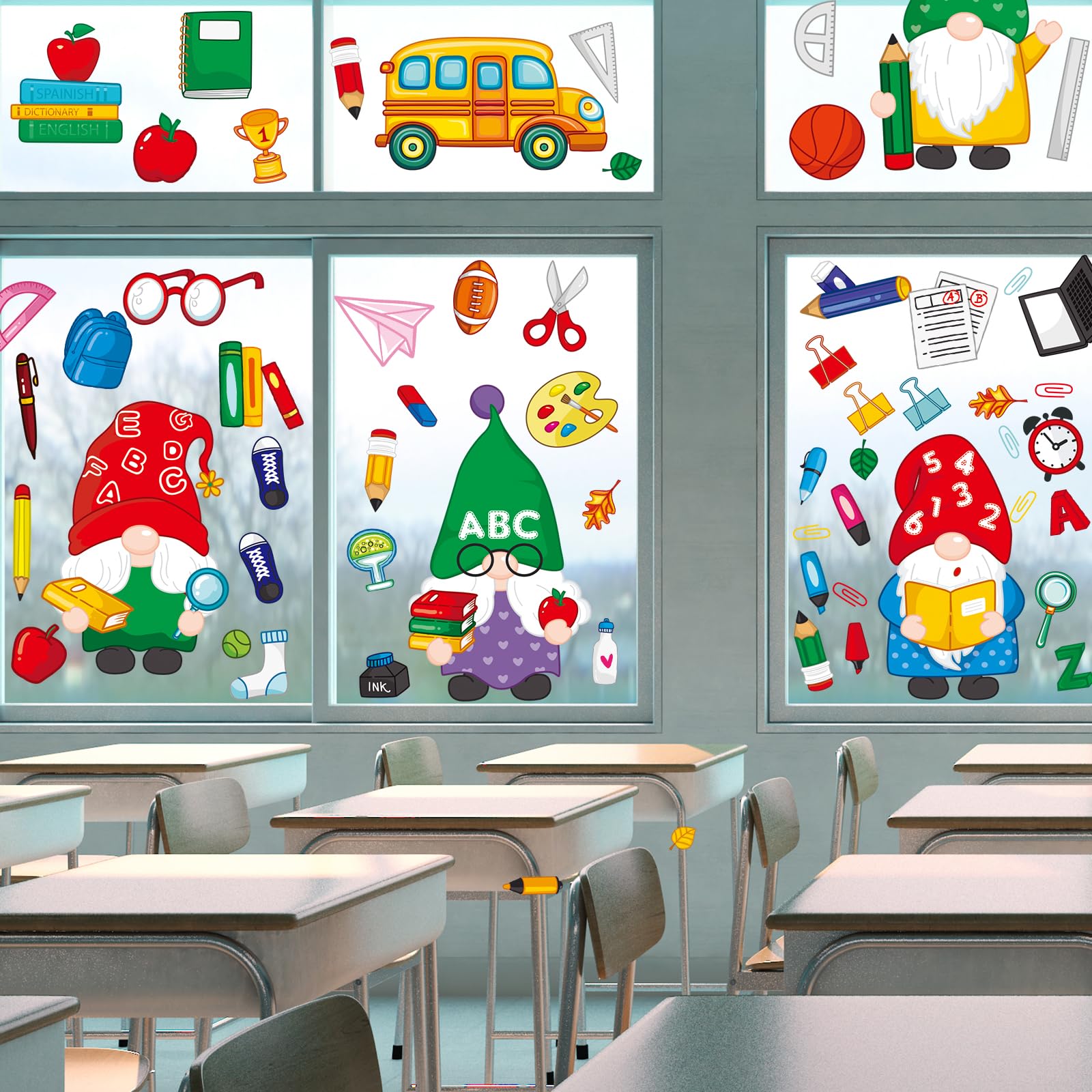 Snapklik.com : Hianjoo 100 Pcs Back To School Window Clings Sticker, 9 ...