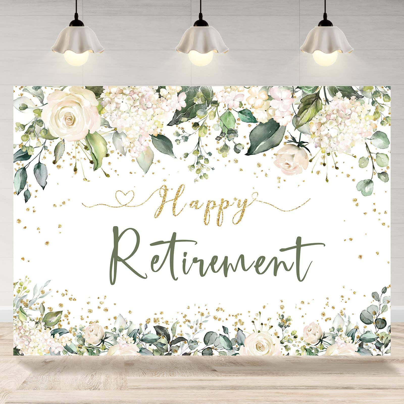 Amazon.com : Mocsicka Happy Retirement Backdrop - Eucalyptus Leaves ...
