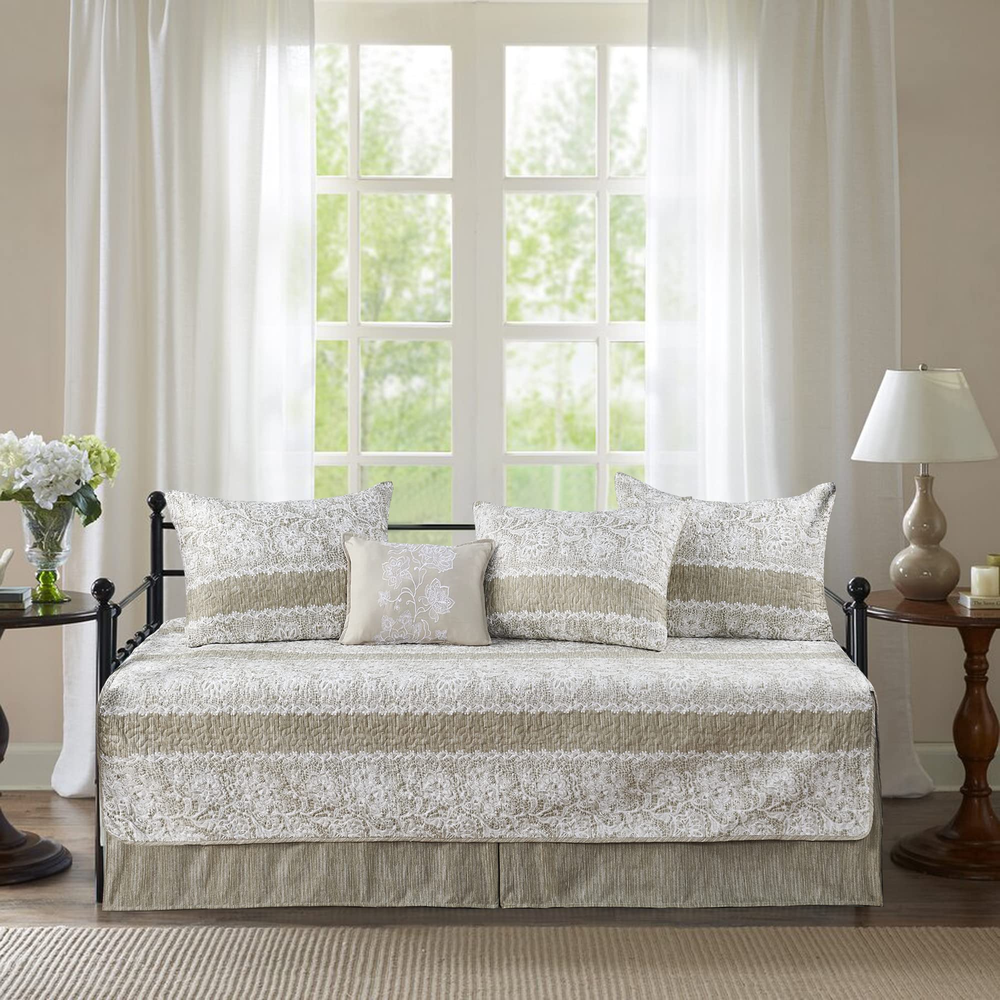 Amazon.com: HESTIN 6 Piece Stripe Daybed Cover Set - Double Sided ...