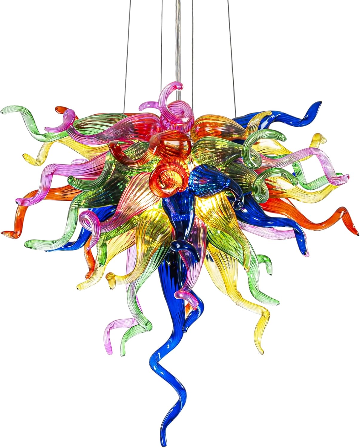 BLOWN Glass Art Chandelier, Dia 20inch Modern Colorful Glass ...