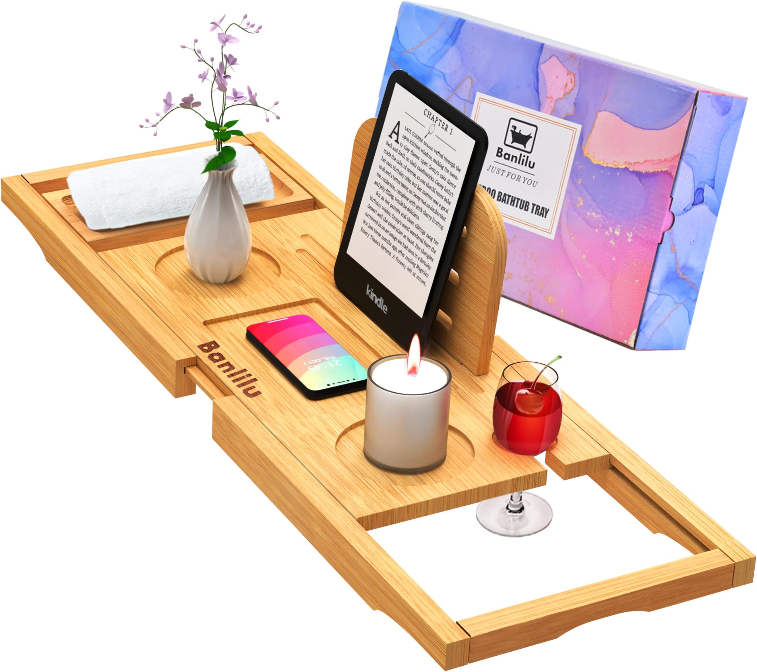 Amazon.com: Luxury Bathtub Caddy Tray - Bath Tray - Bath Tub Tray Table ...