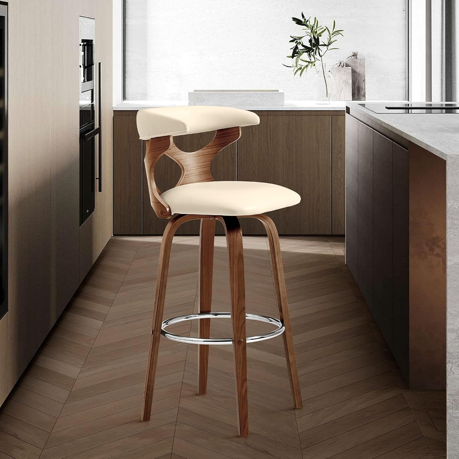 Amazon.com: Armen Living Zenia 26" Swivel Counter Stool in Cream Faux ...