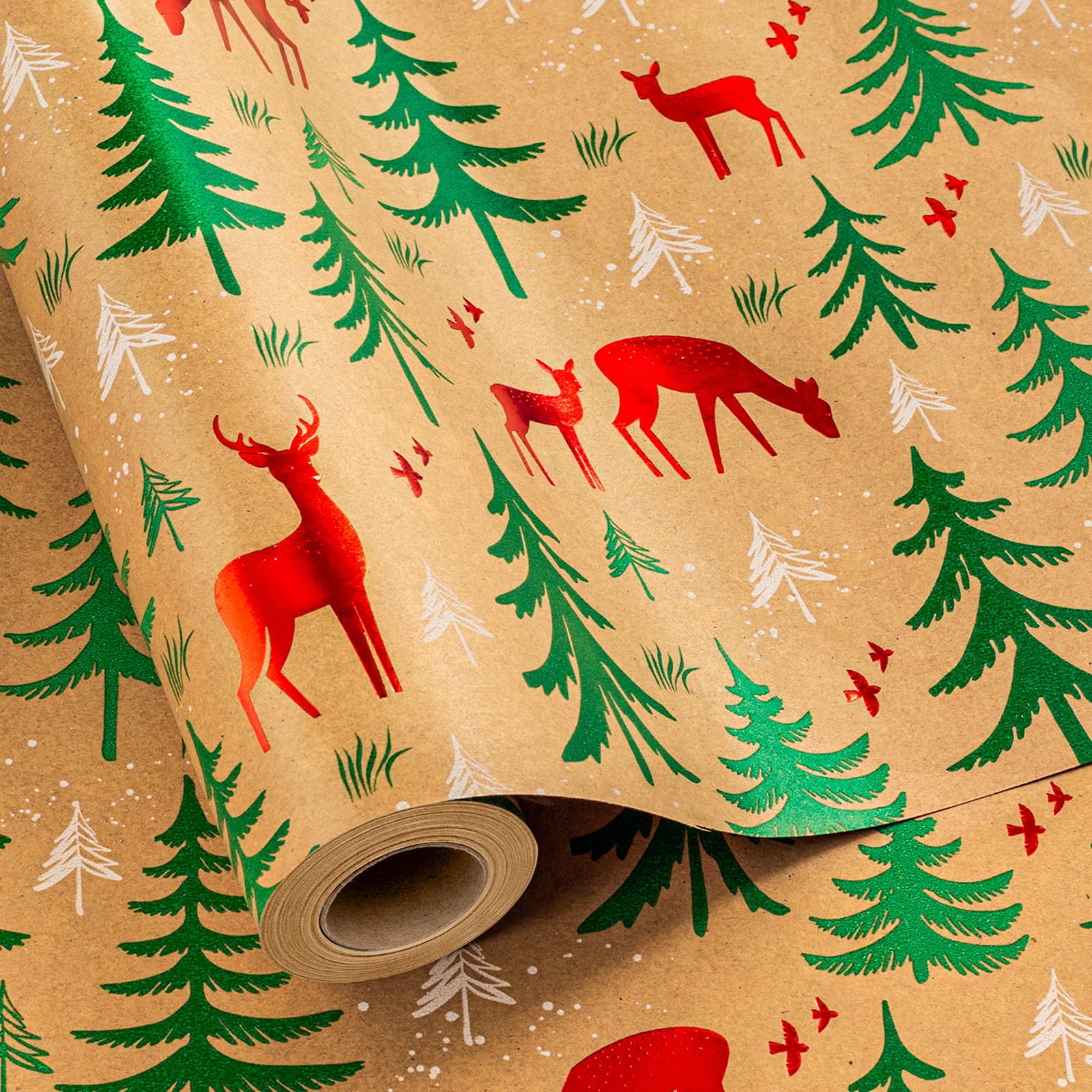 Amazon.com: Flyhill Kraft Christmas Wrapping Paper with Gridlines ...