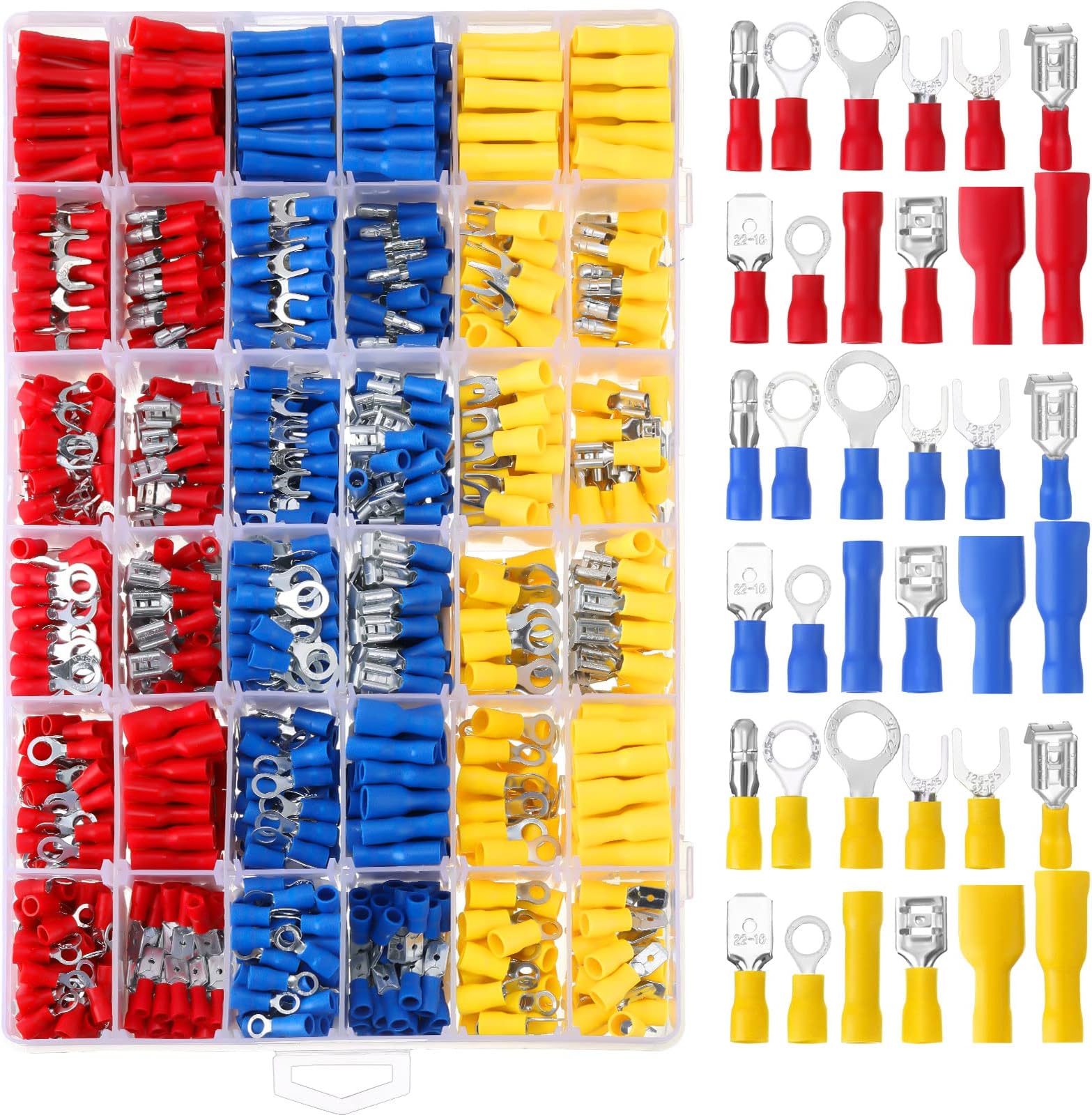 1200 Piezas Kit de Conectores de Cables Eléctricos Aislados Terminales ...