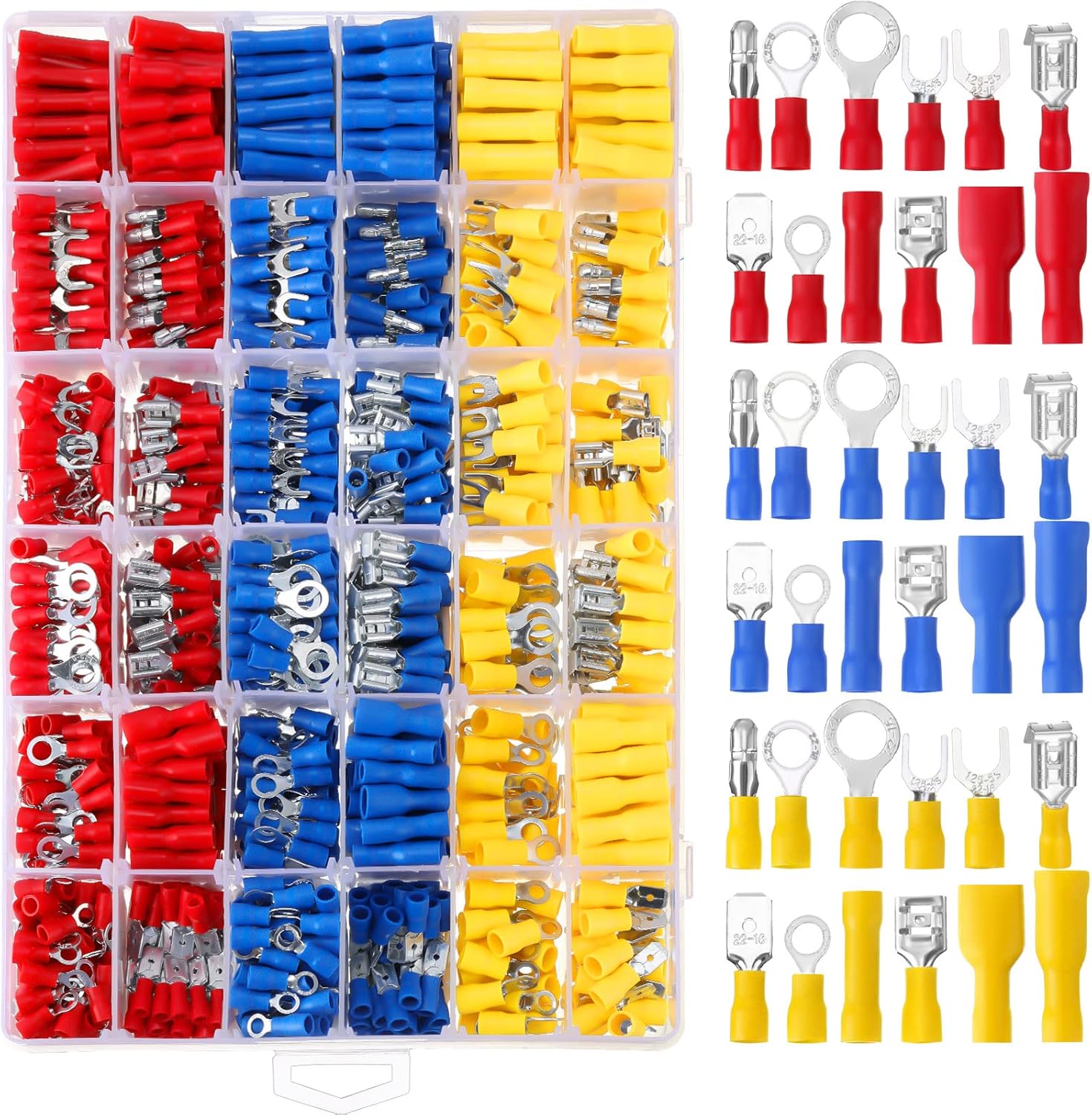 1200 Piezas Kit de Conectores de Cables Eléctricos Aislados Terminales ...