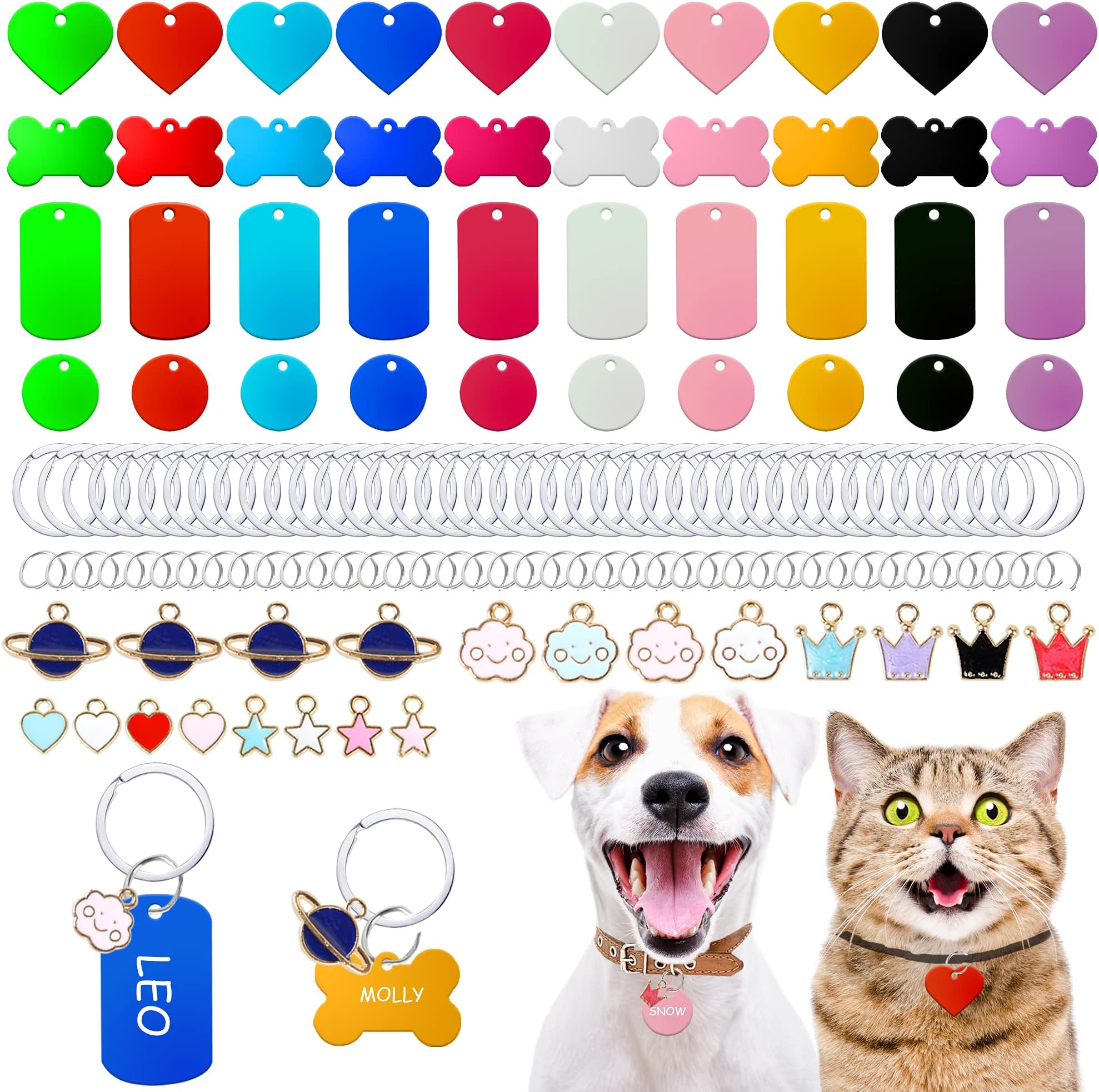 Amazon.com: 140pcs Pet ID Tag Set with 40pcs Colourful Blank Dog Tags ...