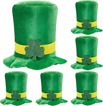 Amazon.com: Patelai 6 Pcs St. Patricks Day Top Hat Irish Shamrock Green ...